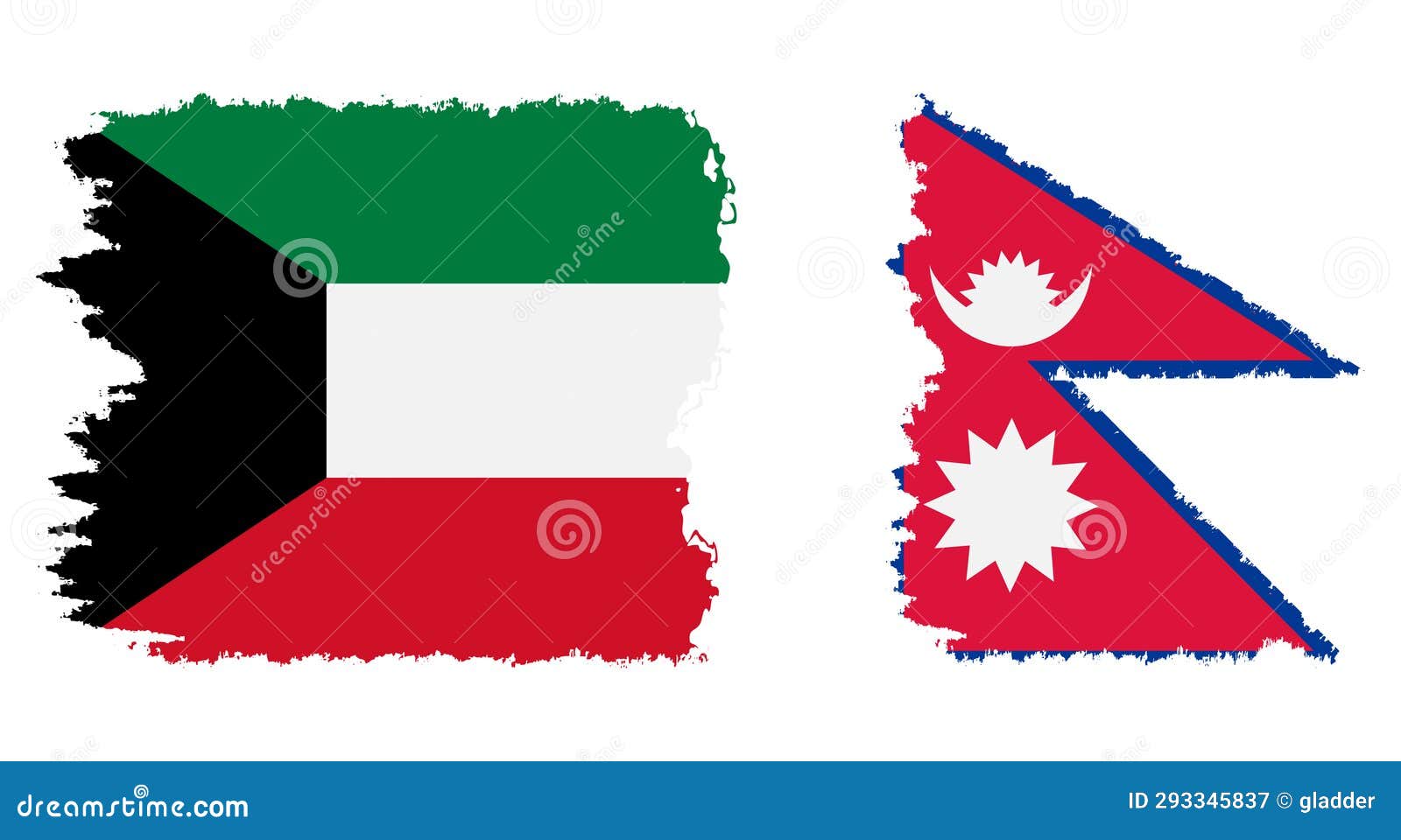 Nepal and Kuwait Grunge Flags Connection Vector Stock Illustration ...