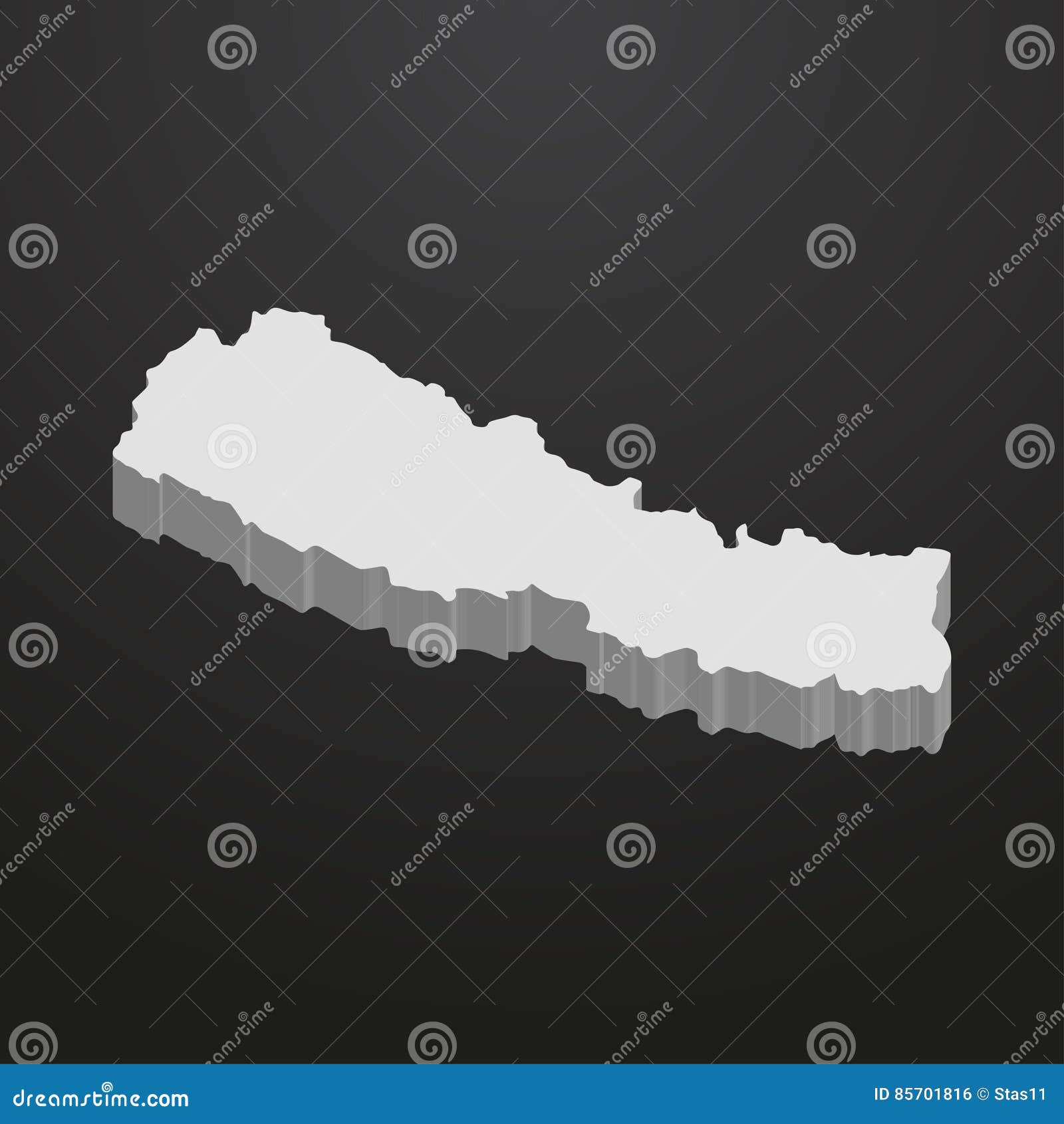 Nepal Map in Gray on a Black Background 3d Stock Vector - Illustration ...