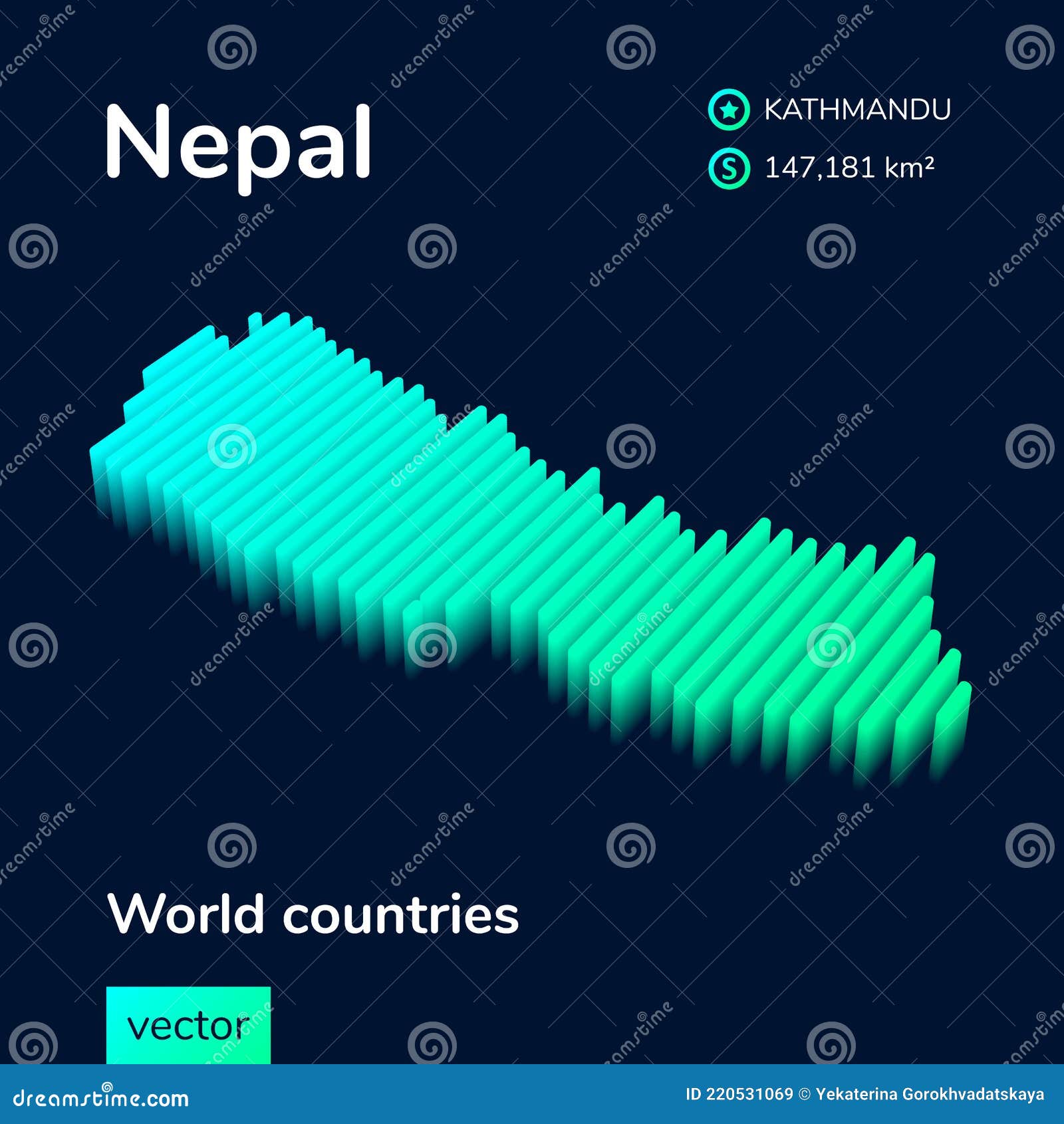 UK Map. Stylized Isometric Neon Striped Vector 3d Map. | CartoonDealer ...