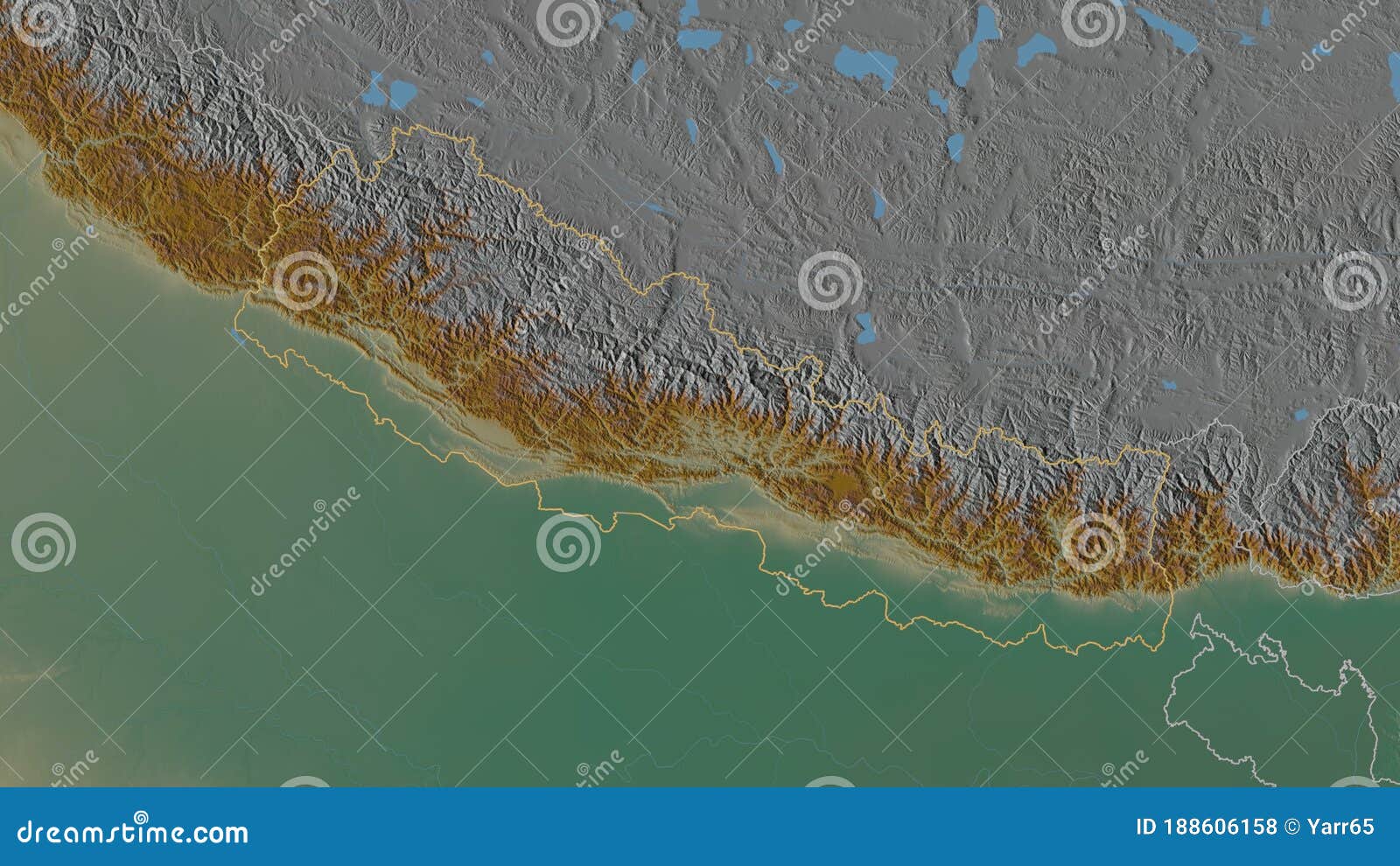 Nepal - overview. Relief stock illustration. Illustration of division ...