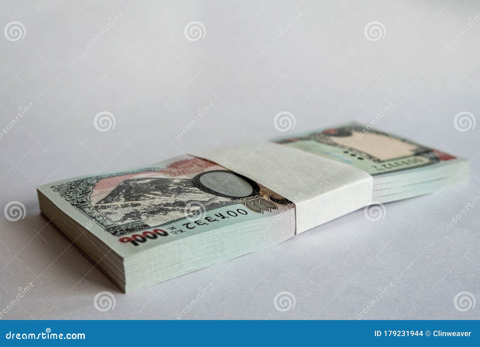 A Nepal Paper Currency Banknote Isolated on a White Background Stock ...