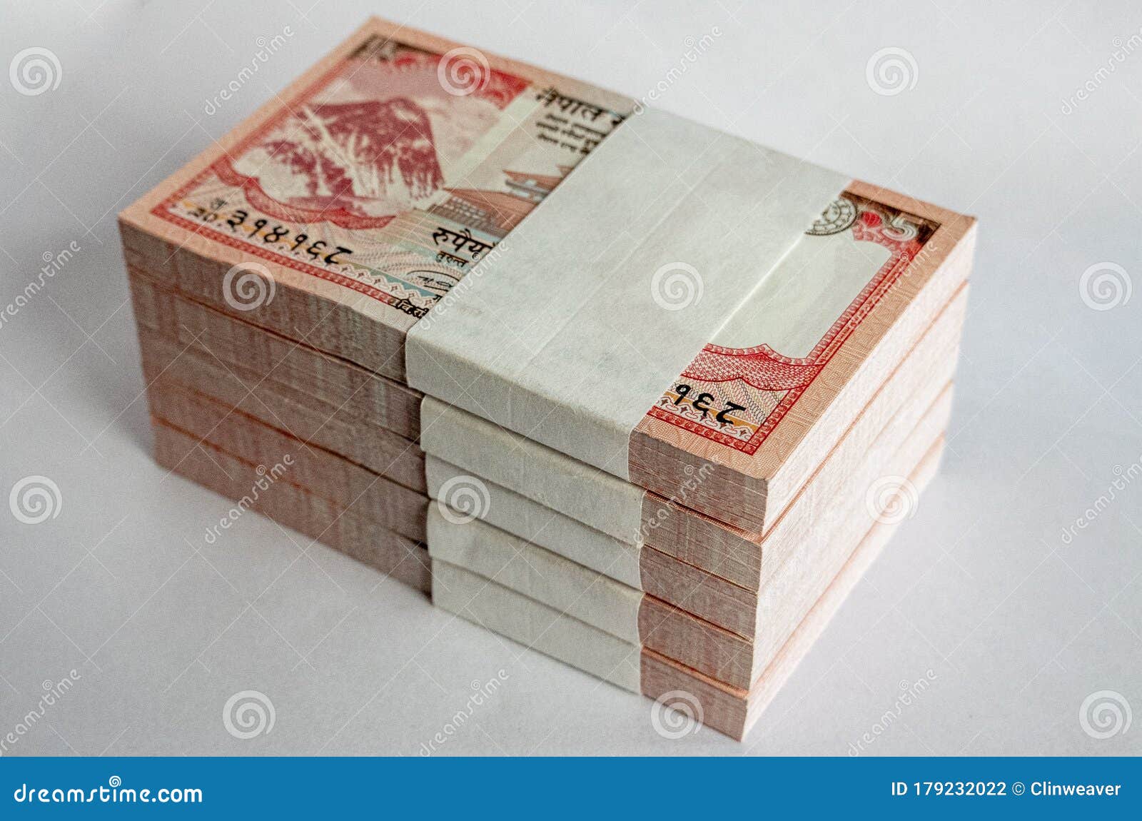 A Nepal Paper Currency Banknote Isolated on a White Background Stock ...
