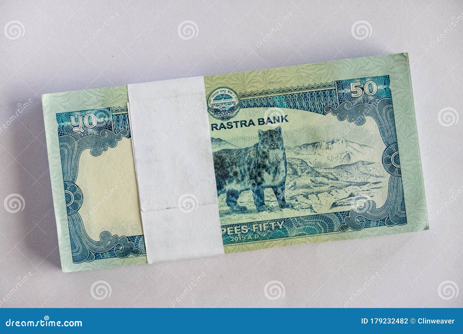 A Nepal Paper Currency Banknote Isolated on a White Background Stock ...