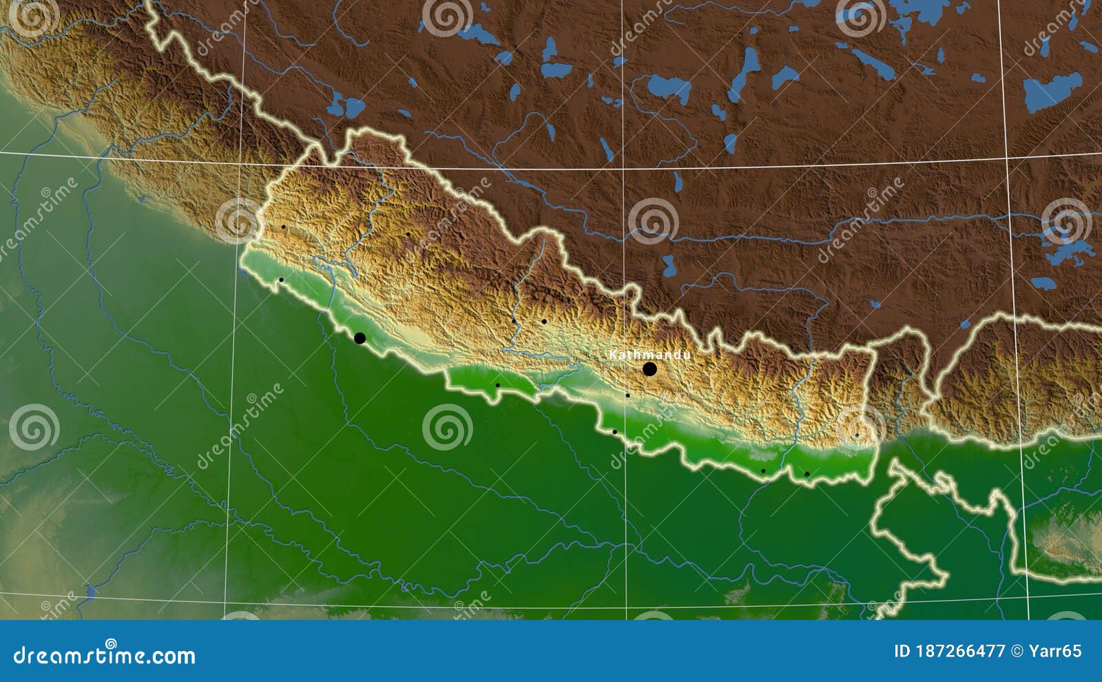 Nepal - Physical. Composition, Borders Stock Illustration ...