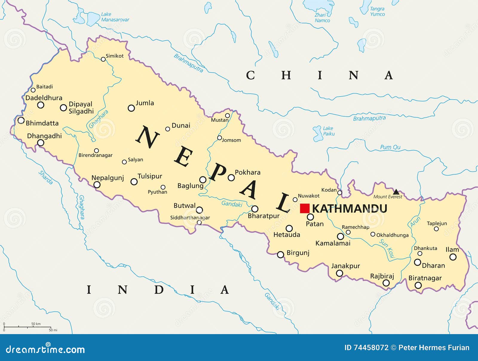 Nepal Political Map Of Administrative Divisions Cartoon Vector ... Nepal Political Map Of Administrative Divisions Cartoon Vector ...