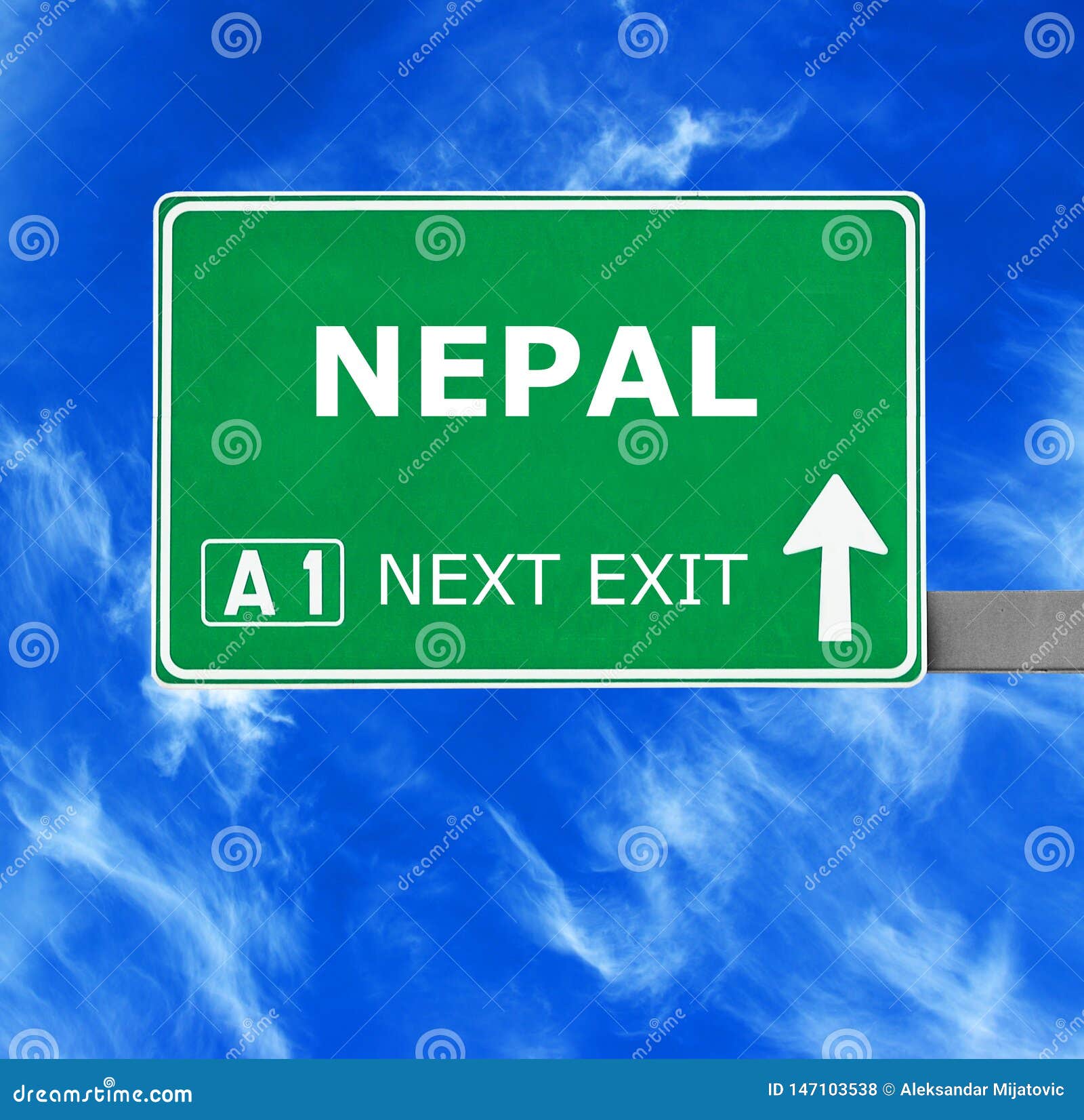 NEPAL Road Sign Against Clear Blue Sky Stock Photo - Image of holiday ...