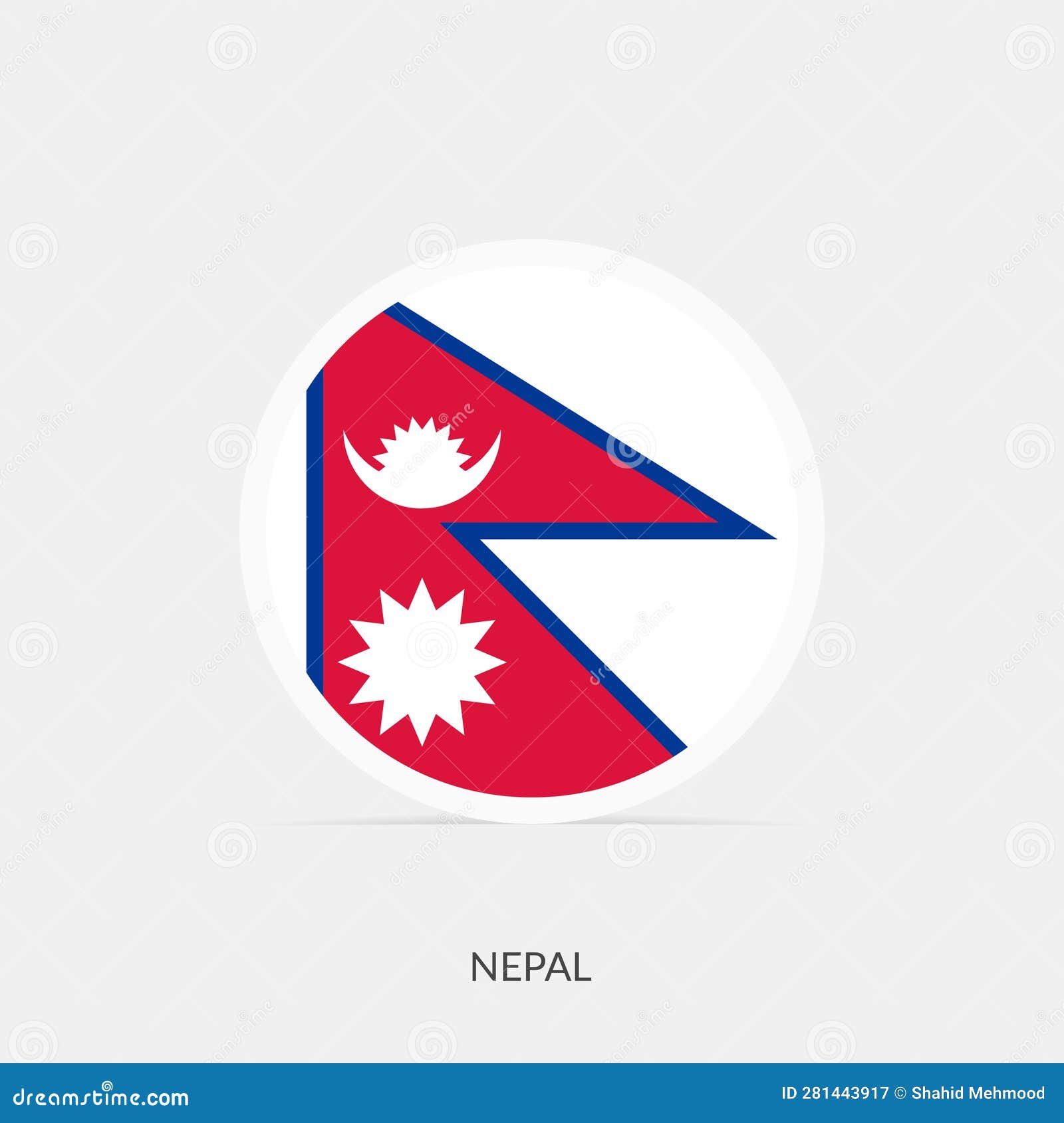 Nepal Round Country Flag. Nepali Nepalese Circle National Flag Cartoon ...