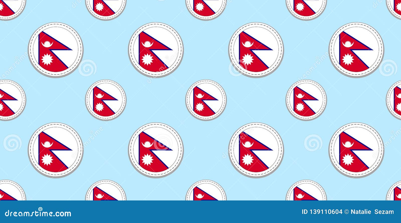 Nepal Round Flag Seamless Pattern Nepalese Background Vector Circle