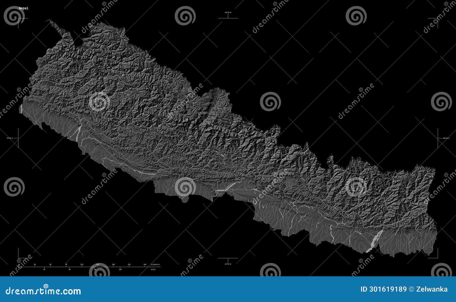 Nepal Shape on Black. Bilevel Stock Illustration - Illustration of ...