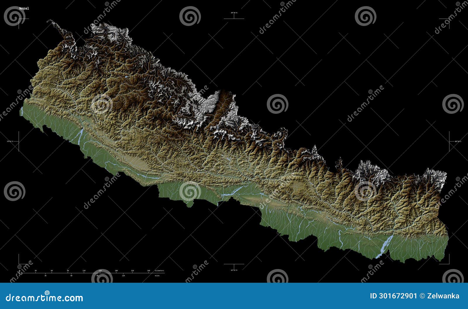 Nepal shape on black. Pale stock illustration. Illustration of nepal ...