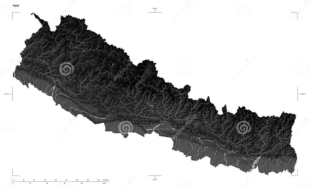 Nepal Shape on White. Grayscale Stock Illustration - Illustration of ...