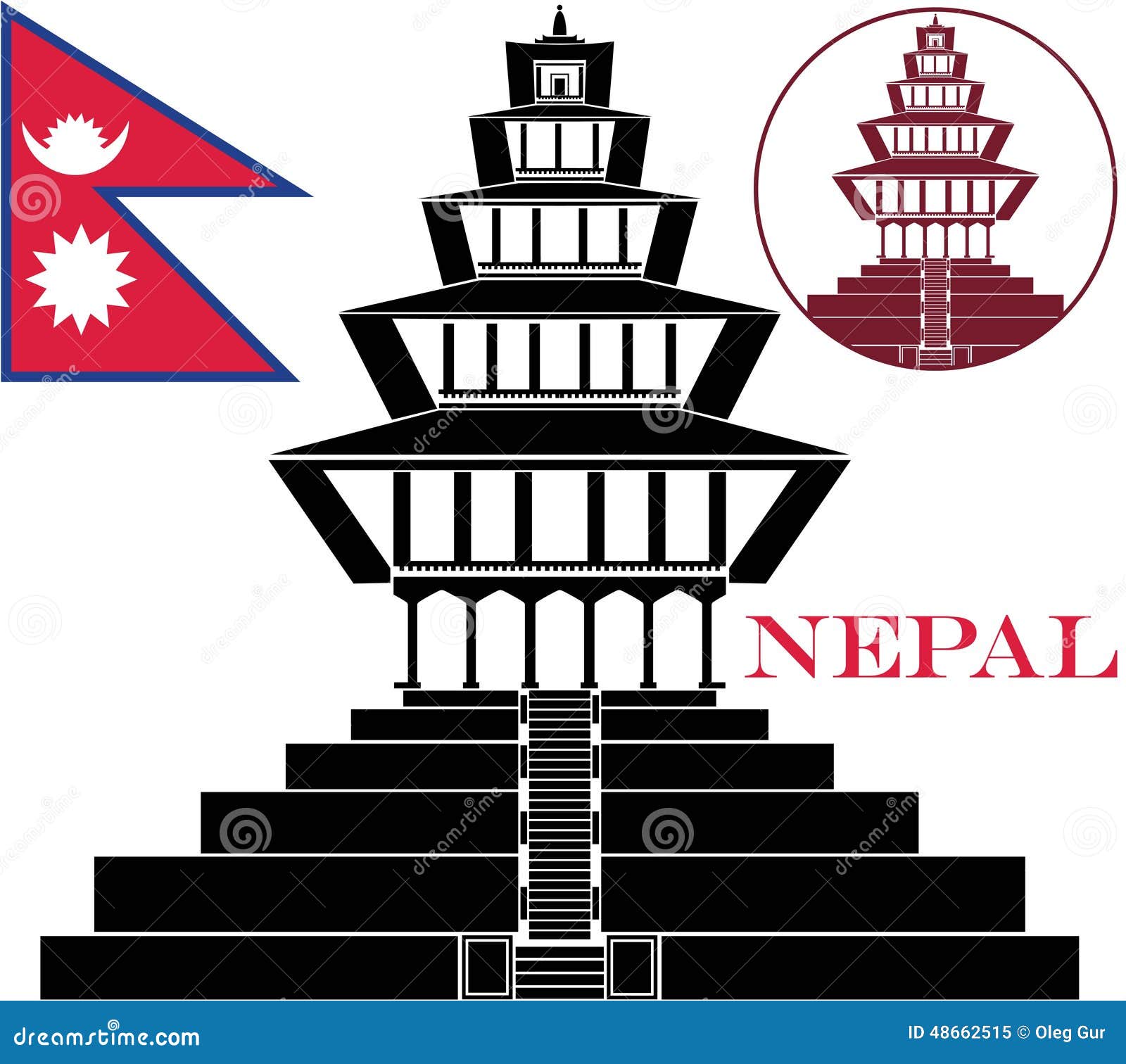 Nepal stock vector. Illustration of nayatapola, circle - 48662515