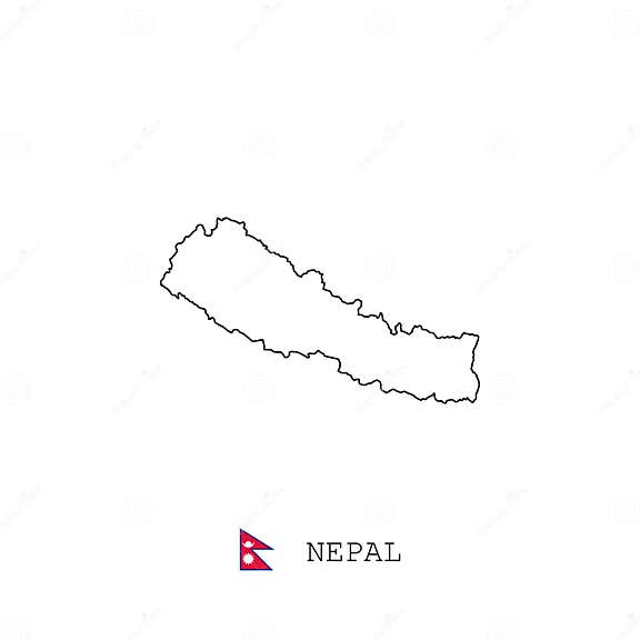 Nepal Vector Map Outline, Line, Linear. Nepal Black Map on White ...