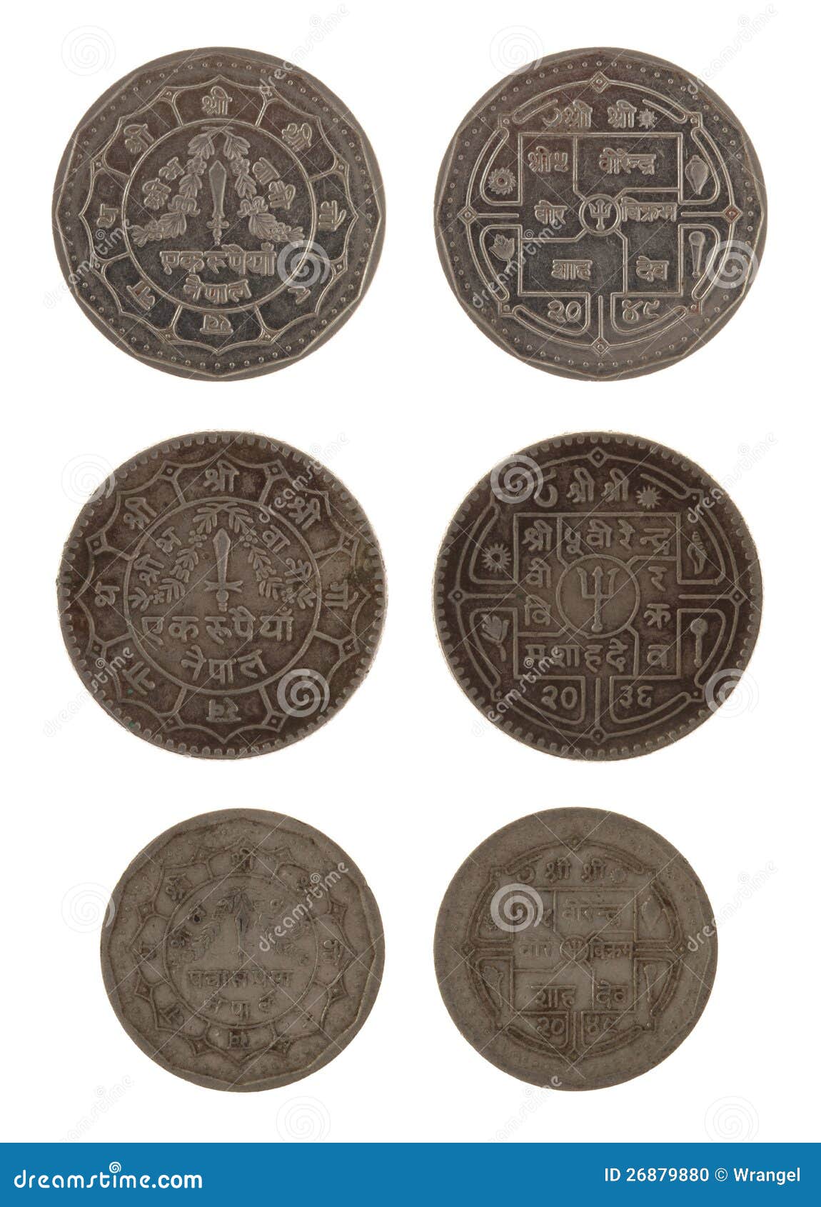 Nepalese Coins Isolated on White Stock Photo - Image of religious ...