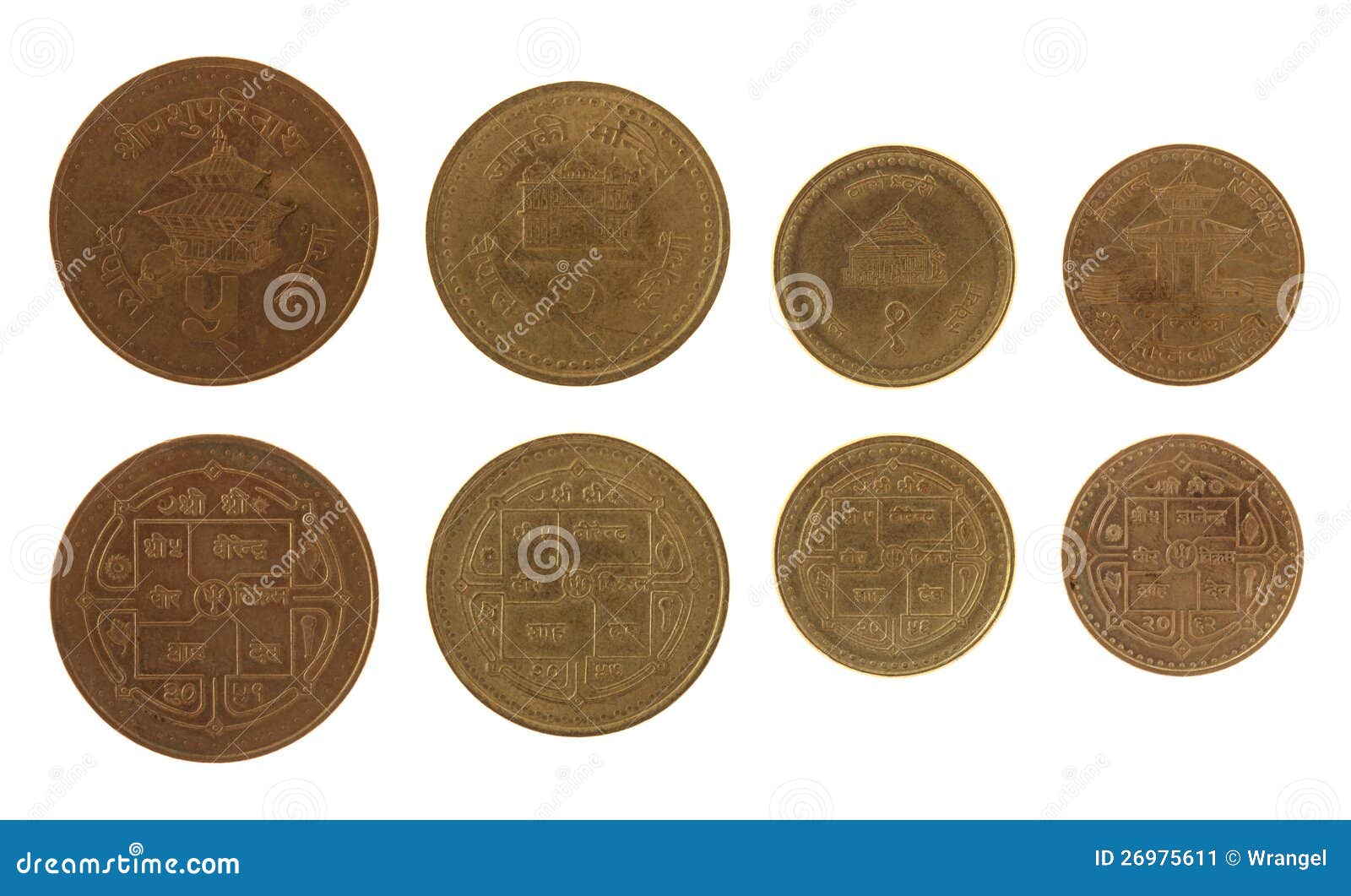 Nepalese Coins Isolated on White Stock Image - Image of obverse, coins ...