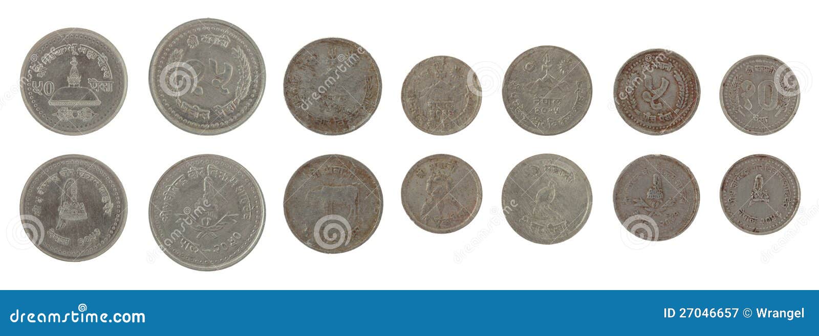 Nepalese Coins Isolated on White Stock Image - Image of cutout, stupa ...