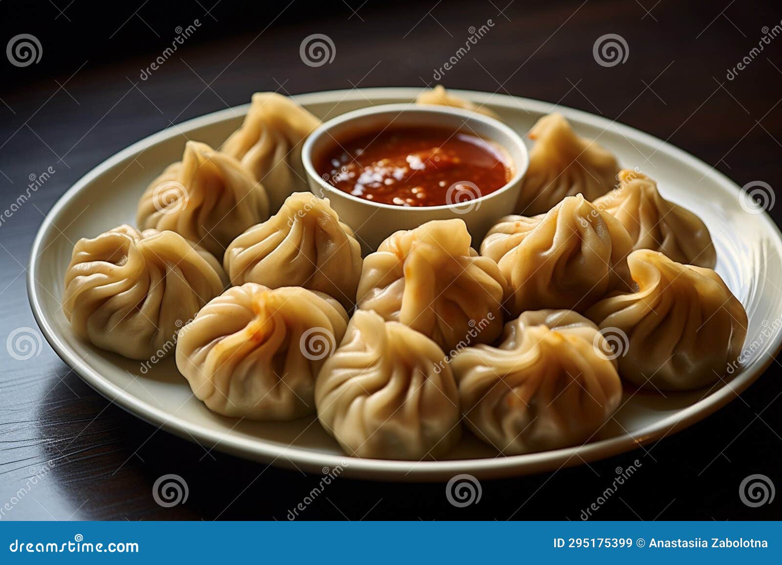Momos Nepalese Dish On White Plate, On White Background Directly Above ...