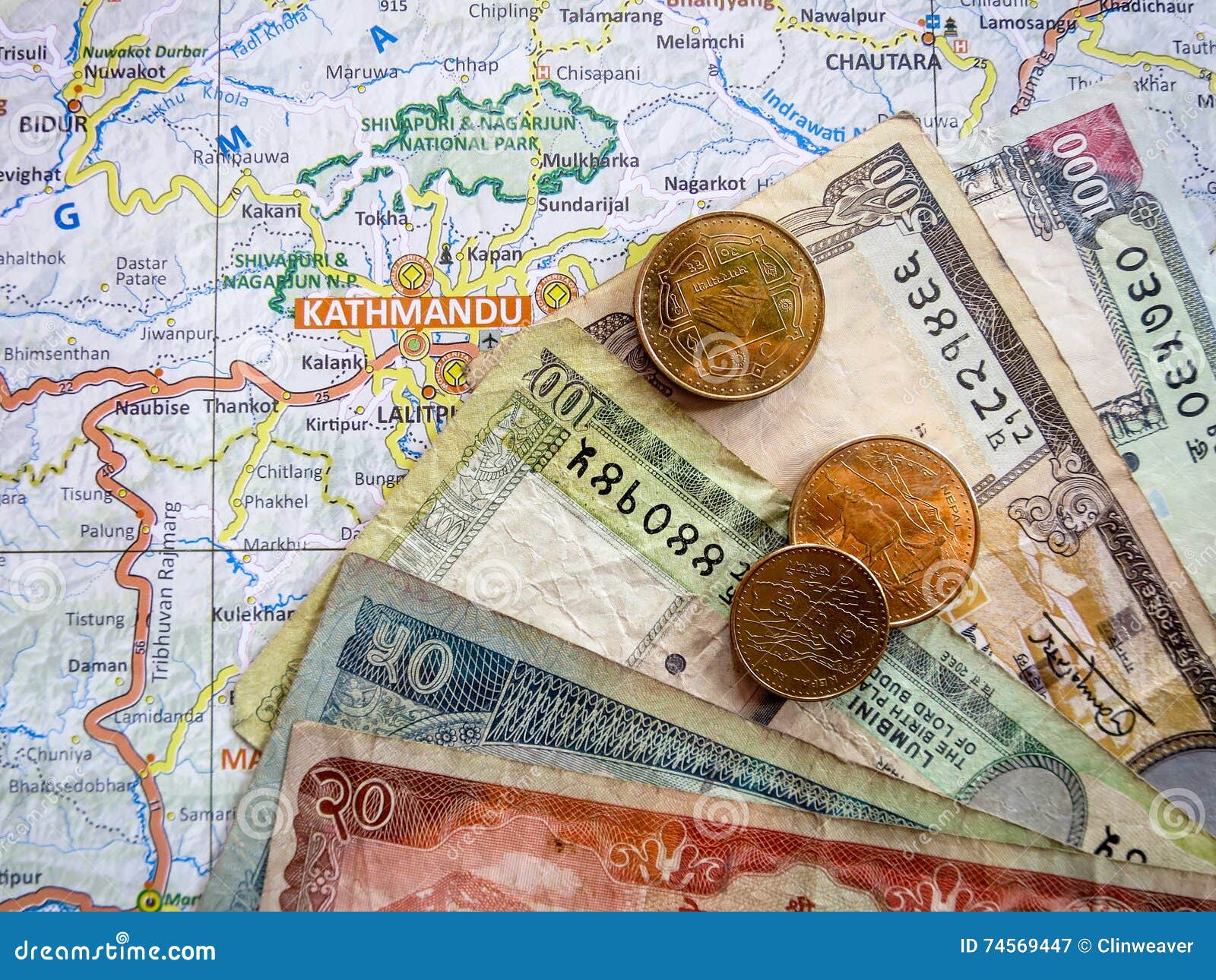 Nepali Rupees on Map stock image. Image of nepal, exchange - 74569447