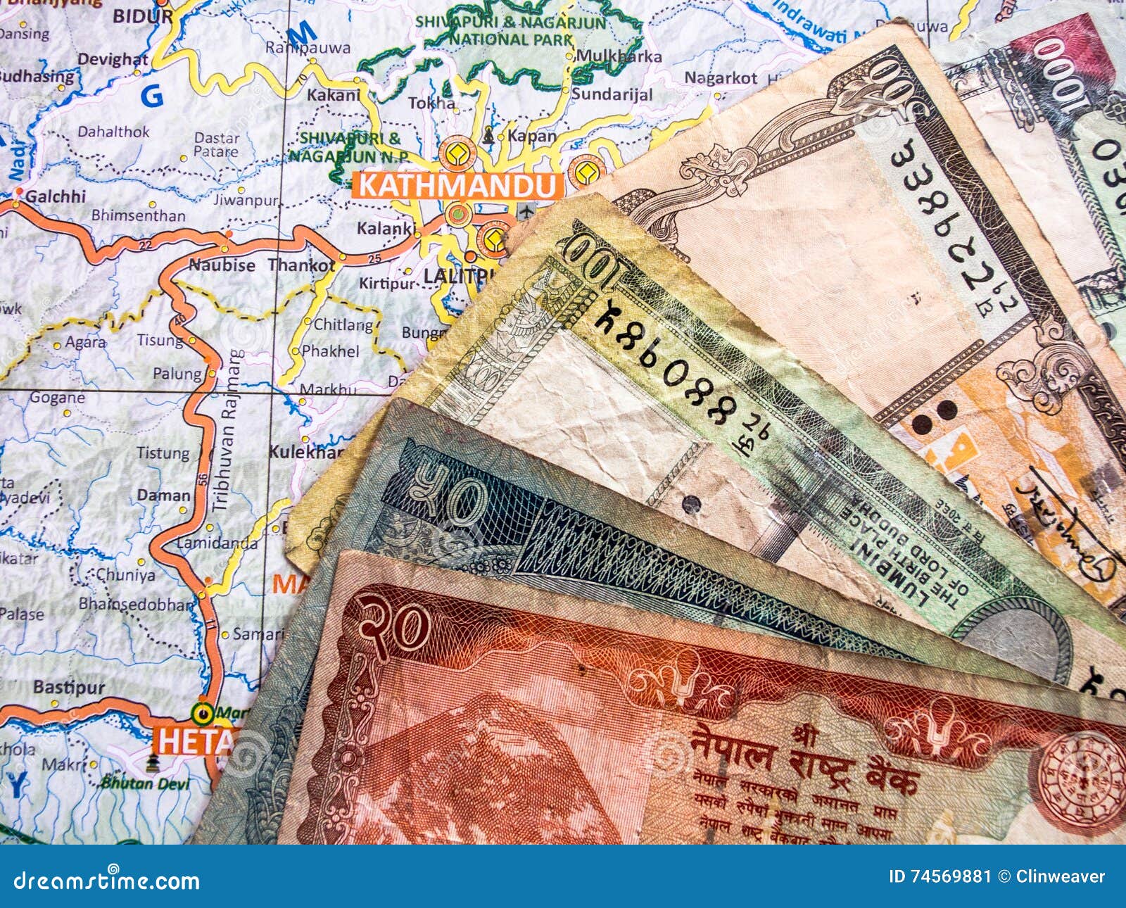 Nepali Rupees on Map stock image. Image of currency, nepal - 74569881