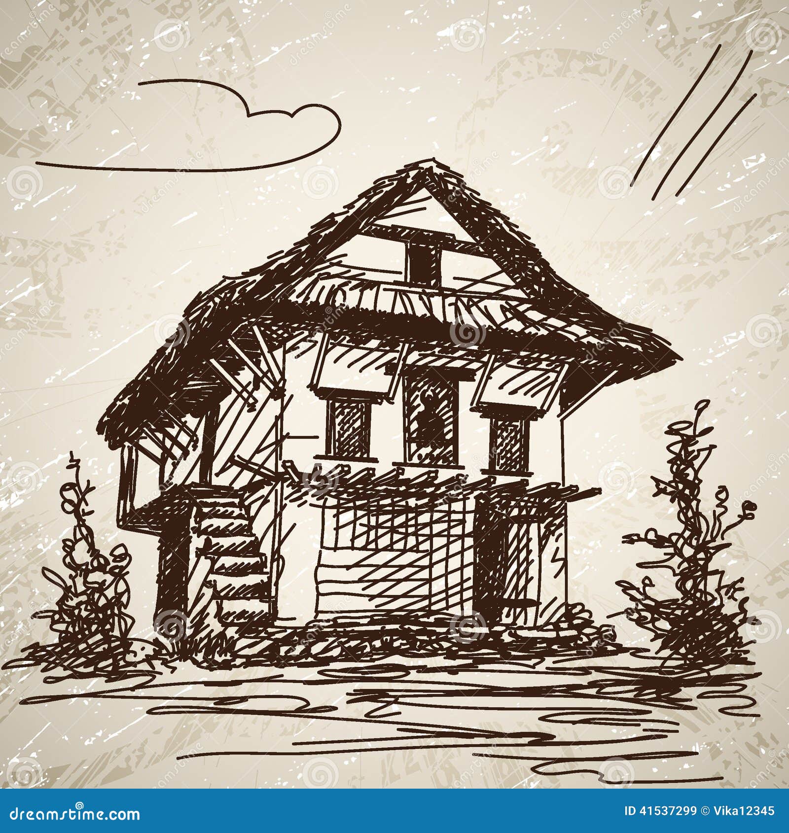 Nepali traditional house stock vector. Illustration of strokes - 41537299