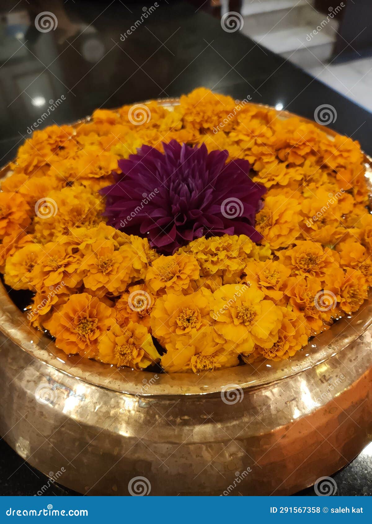 Nepali Welcome Flower Yellow Brass Bowl Stock Photo - Image of yellow ...
