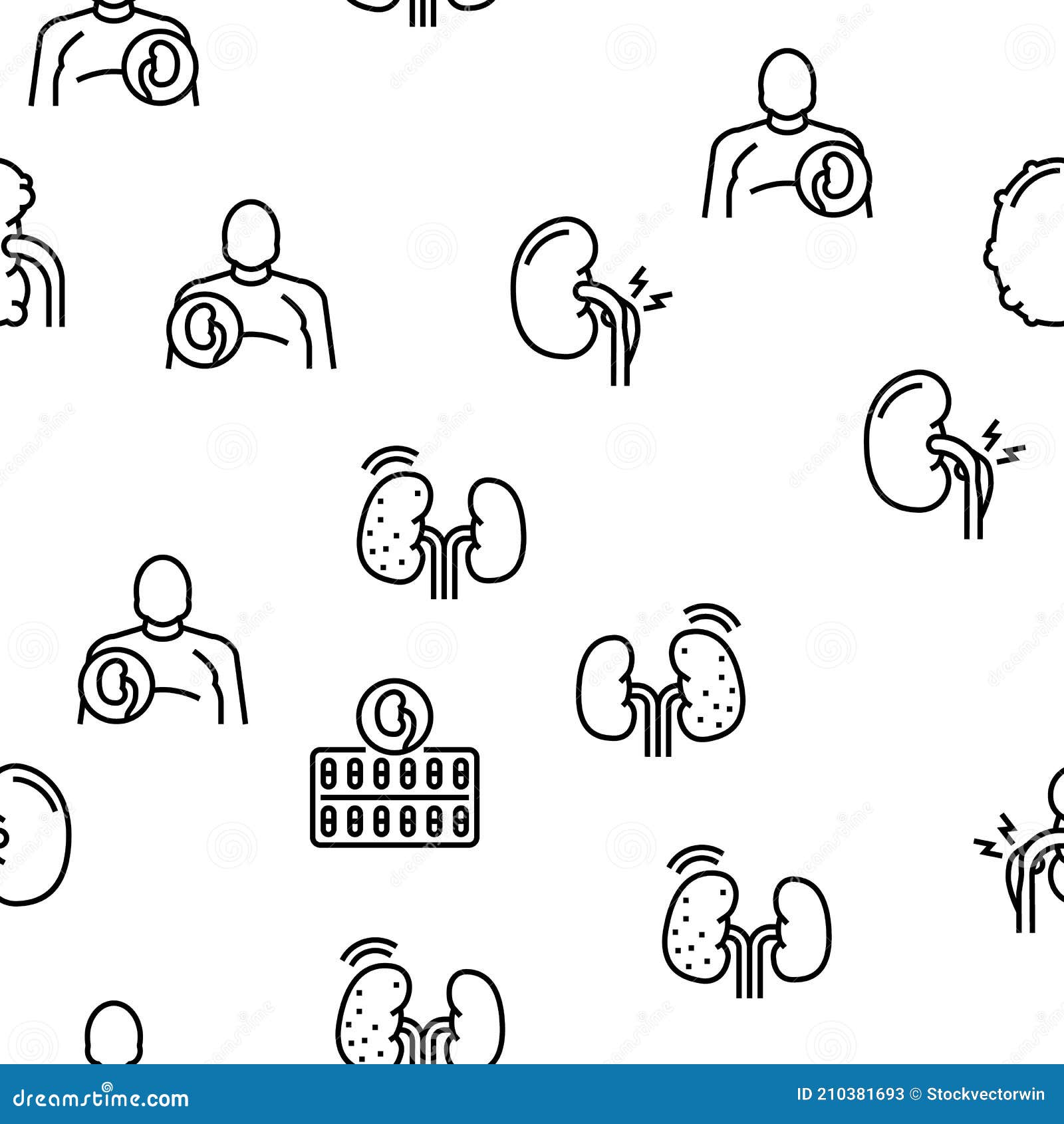 Nephritis Kidneys Vector Seamless Pattern Stock Vector - Illustration ...