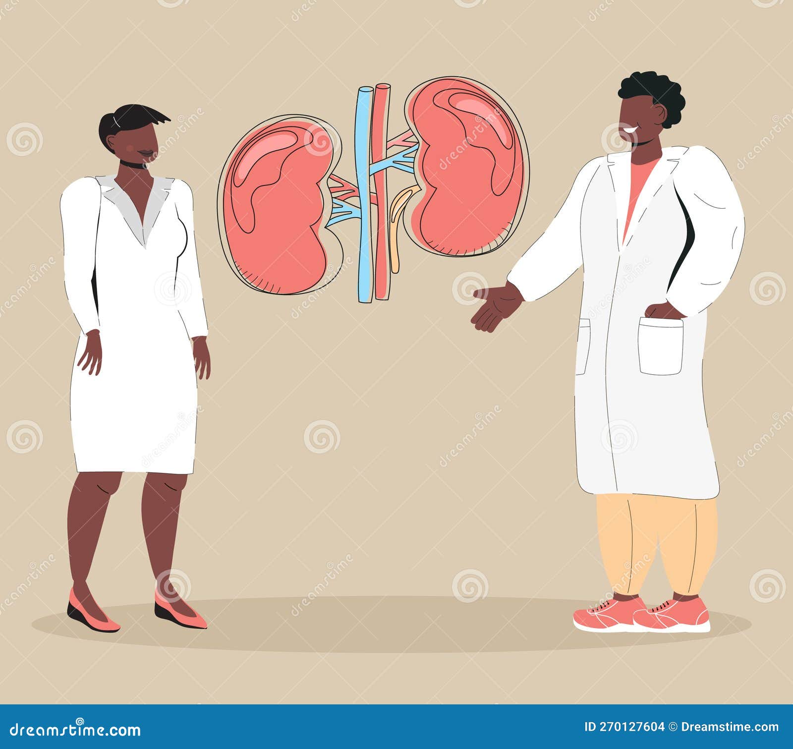 Nephrologist and Nephropathy Concept Vector in Doodle Style. Tiny ...