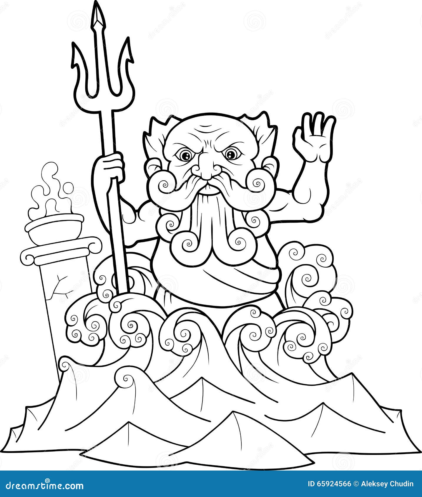 Neptun med treudden i hand vektor illustrationer. Illustration av ...