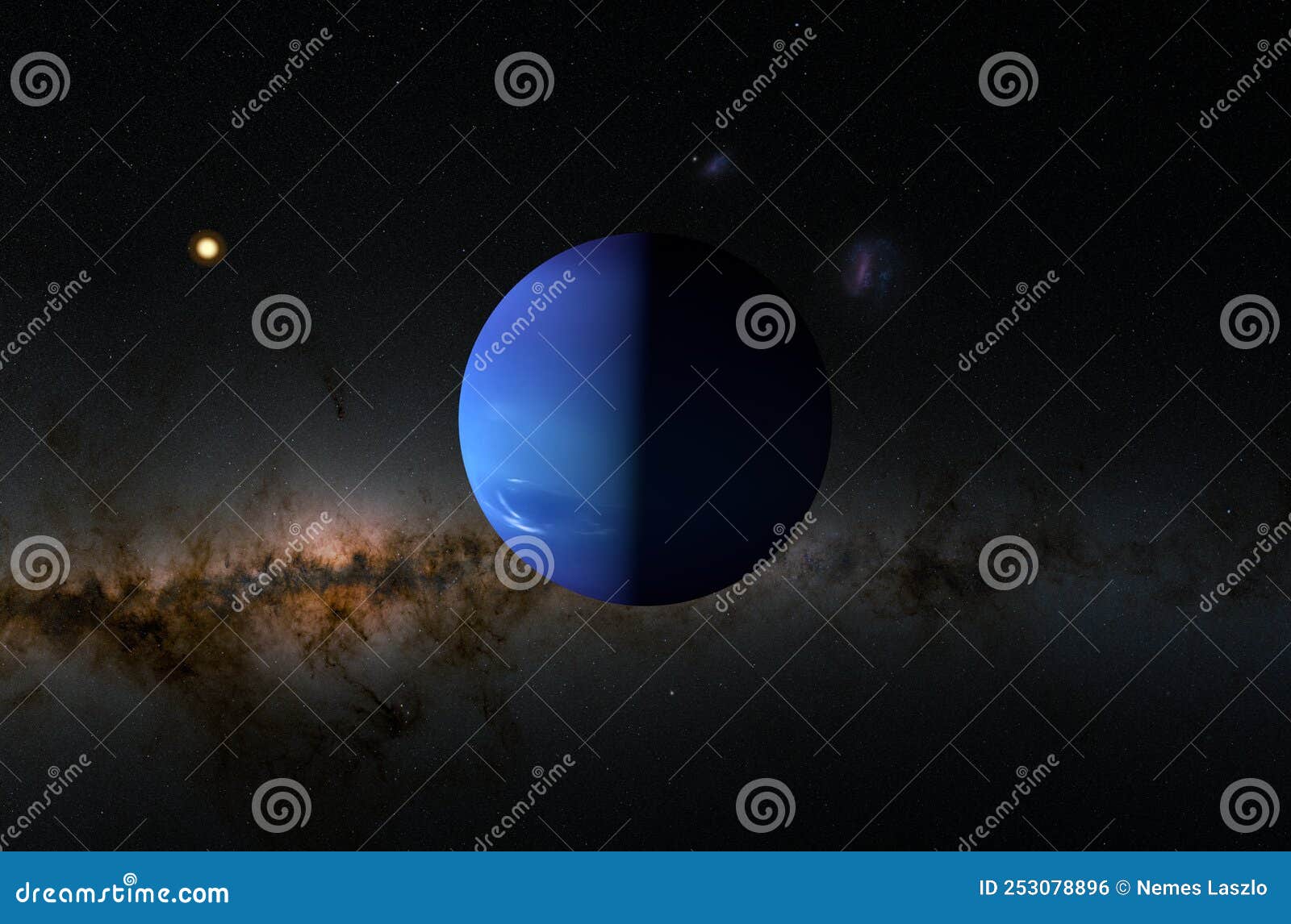 Neptun Planet in the Solar System - 3d Illustration, Closeup View Stock ...