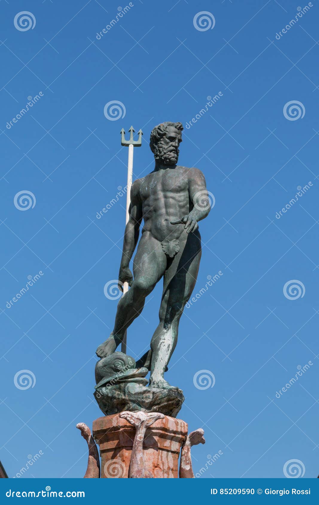 Neptune Bronze Statue with Trident Scepter Stock Photo - Image of roman ...