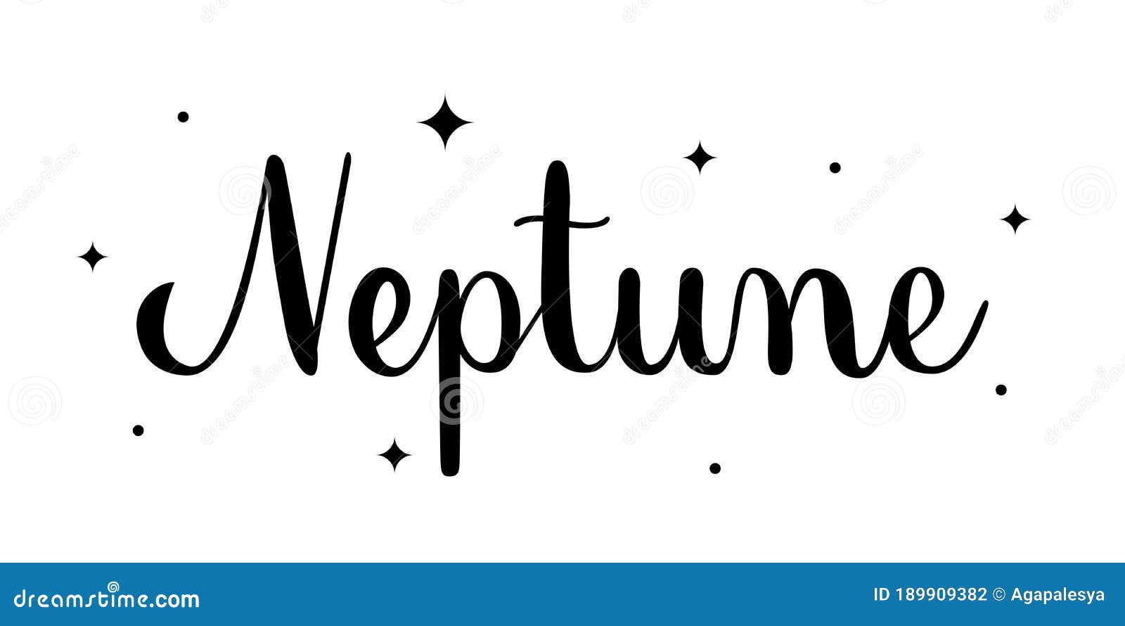 Neptune. Handwritten Name of the Planet Isolated on White Background ...