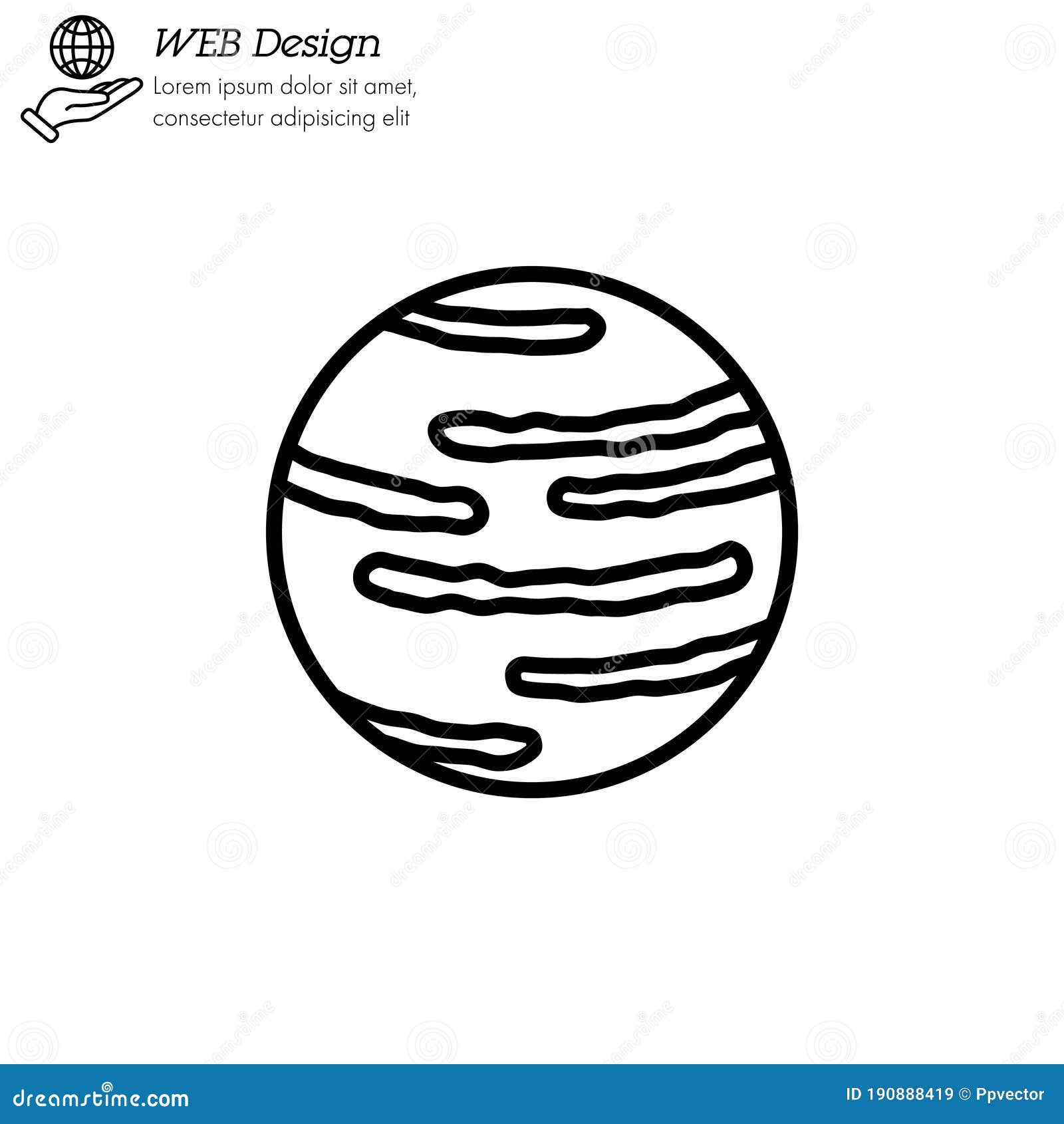 Neptune Planet Icon Thin Line, Linear, Outline Vector. Neptune Planet ...