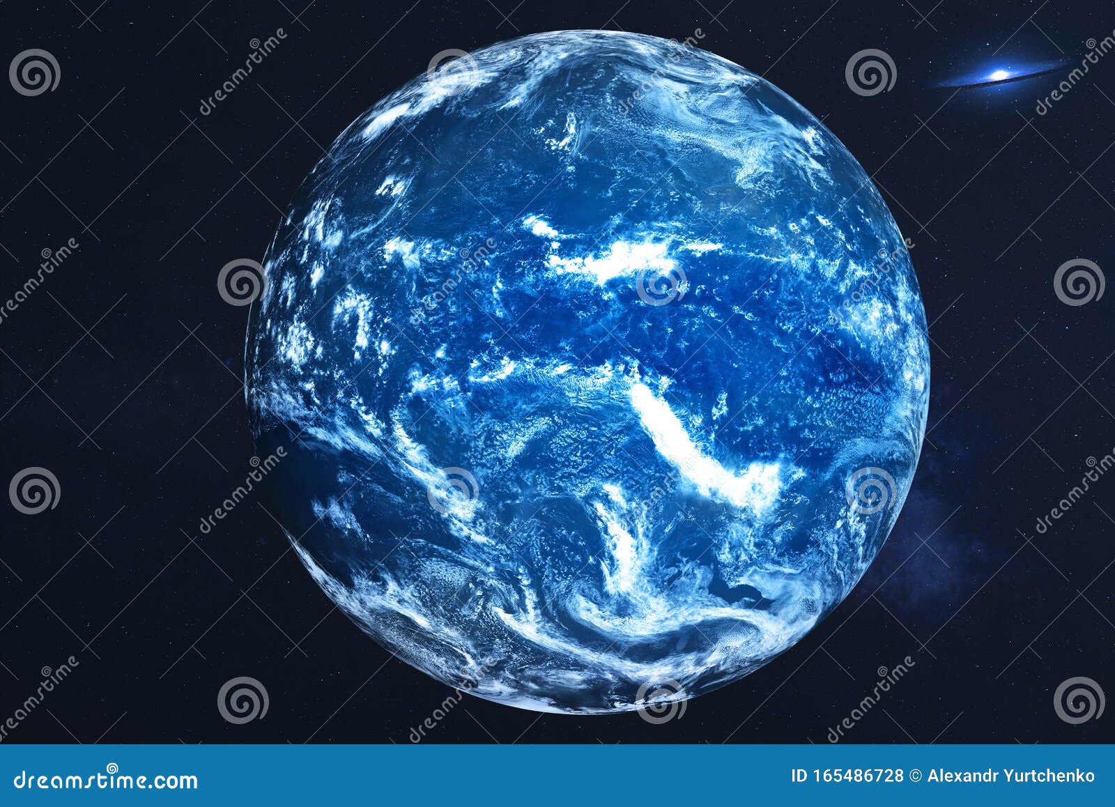 Neptune Planet of Solar System with White Atmosphere in the Space Stock ...