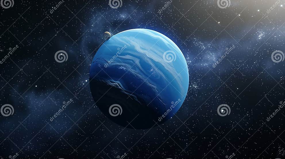 Neptune Planet in Space Realistic Render Stock Illustration ...
