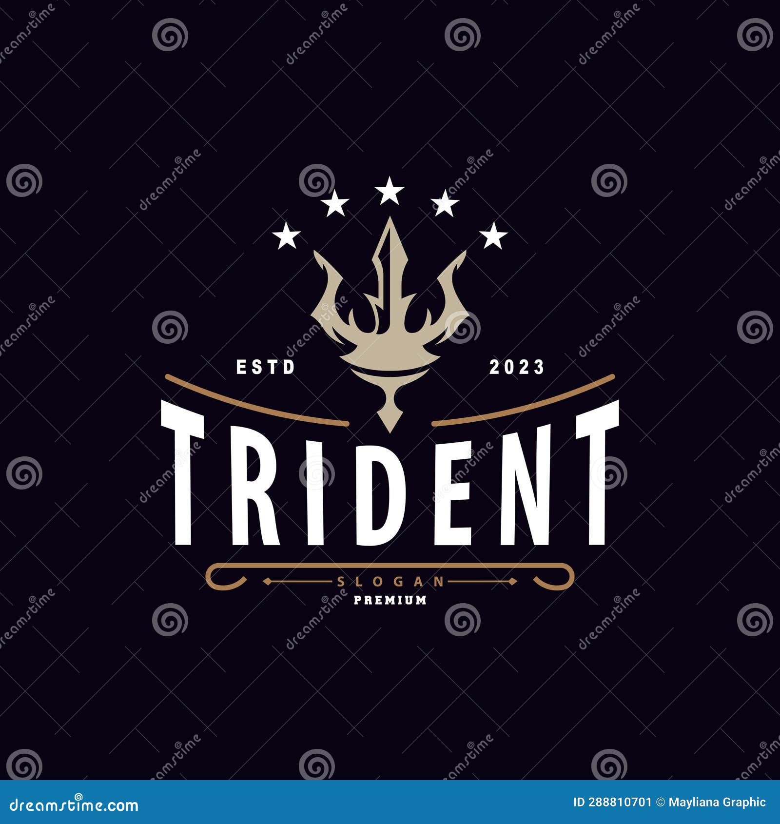 Neptune Poseidon Trident Logo, Spear Simple Vintage Template Design ...