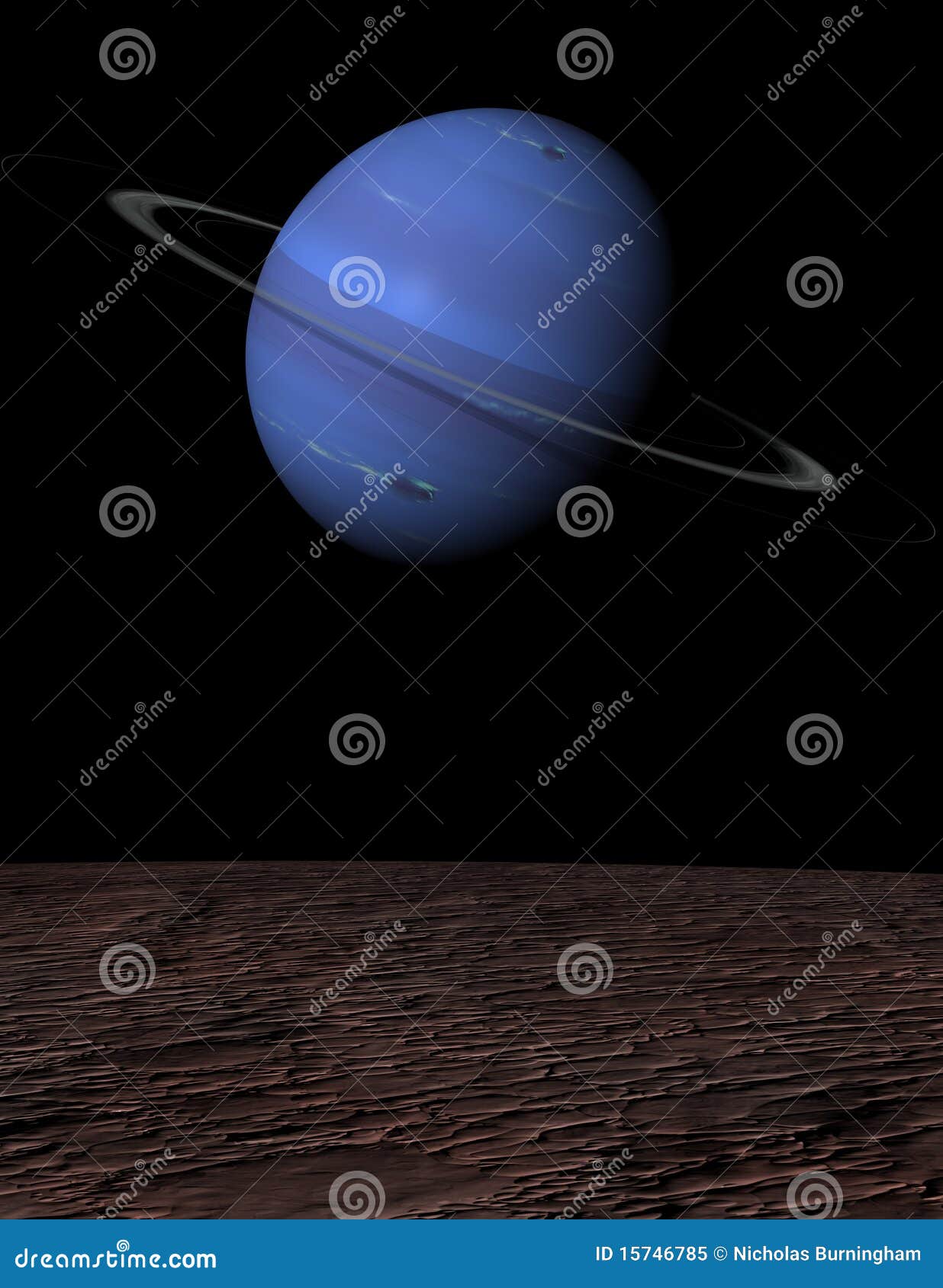 Planet Neptune With Rings
