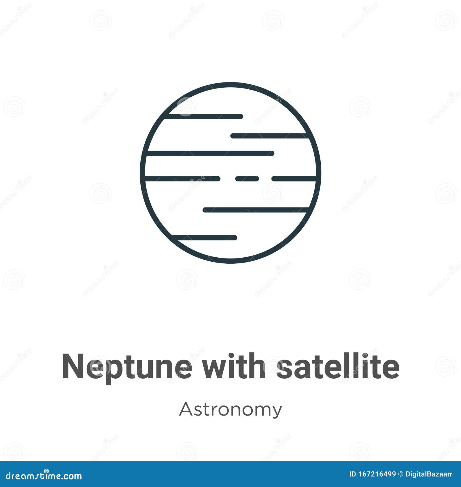 Neptune with Satellite Outline Vector Icon. Thin Line Black Neptune ...