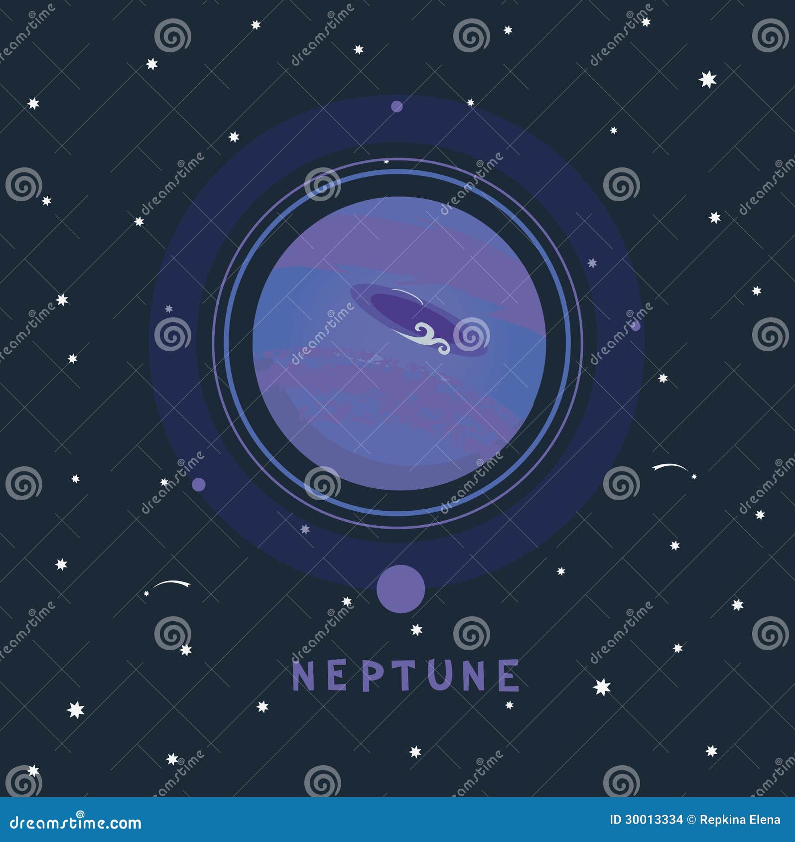 Neptune In Space Depths. Raster Graphics Royalty-Free Cartoon ...