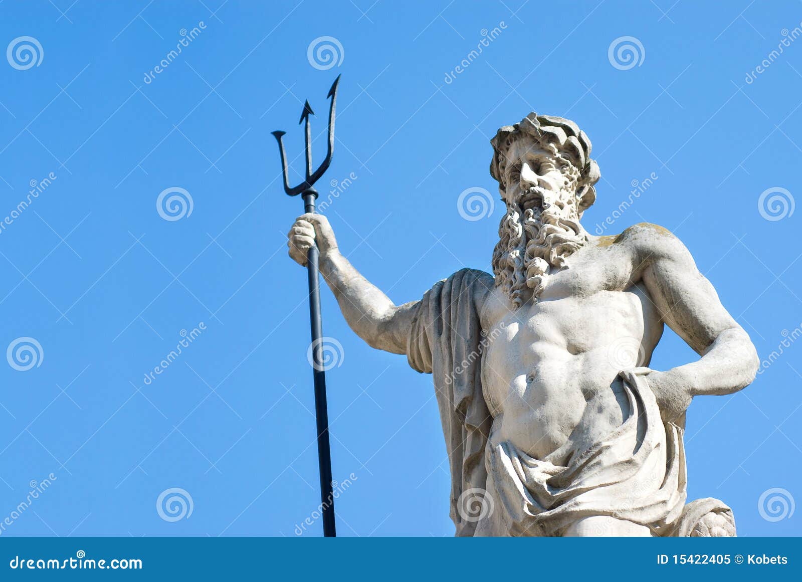 Neptune statue stock image. Image of mythology, blue - 15422405