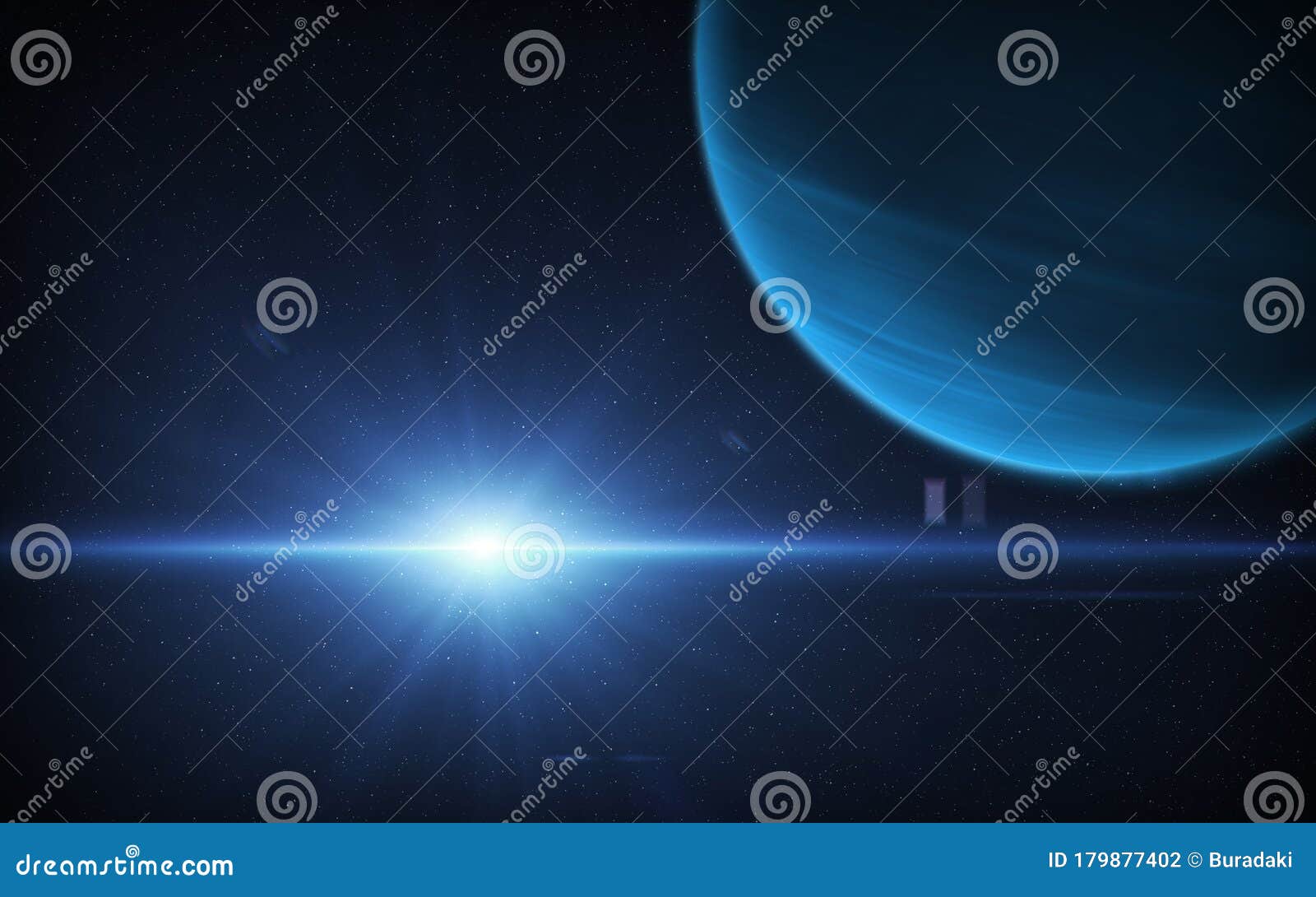Neptune and Sun stock illustration. Illustration of planet - 179877402