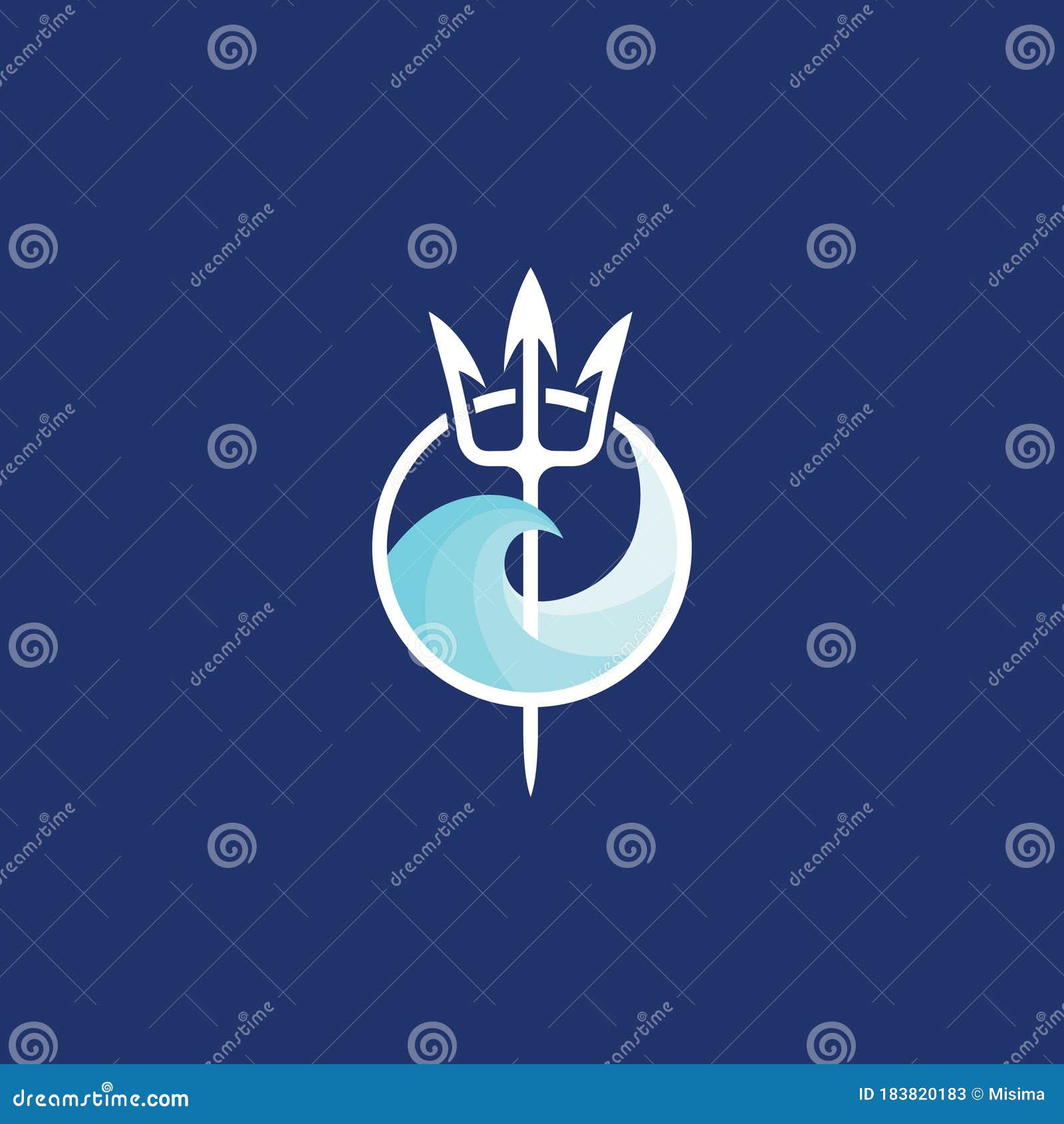 Neptune Trident Logo And Sea Wave Vector Illustration | CartoonDealer ...