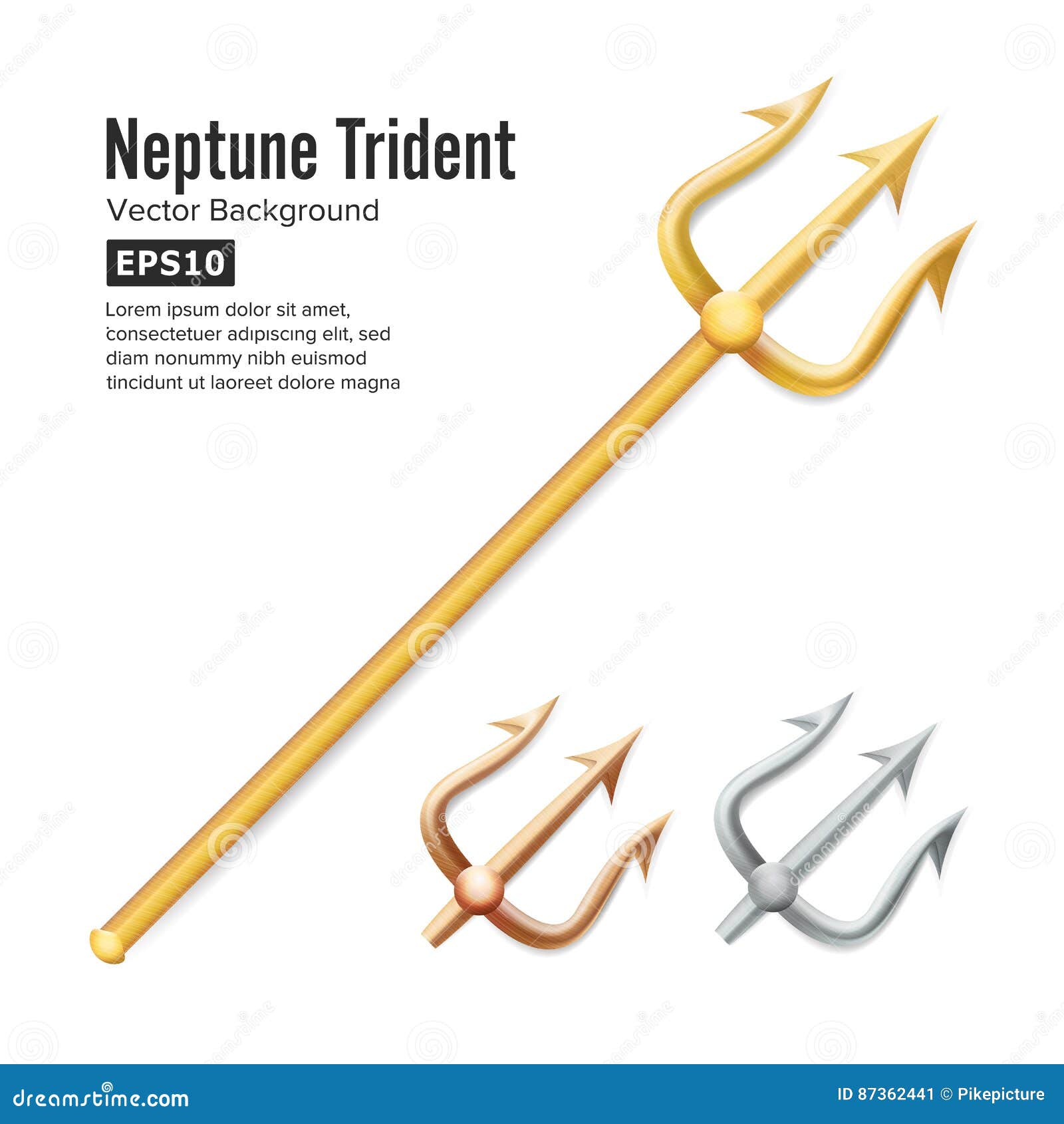 Neptune Trident Vector. Realistic 3D Silhouette of Poseidon Weapon ...
