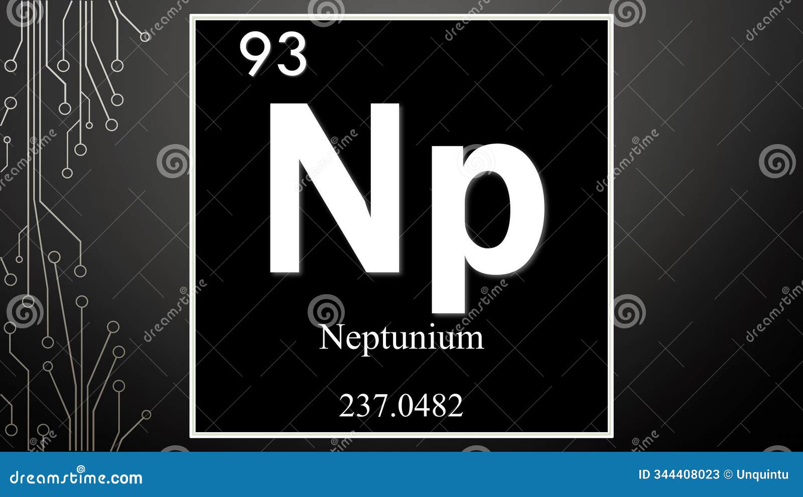 Neptunium Chemical Element Symbol on Black Abstract Background Stock ...