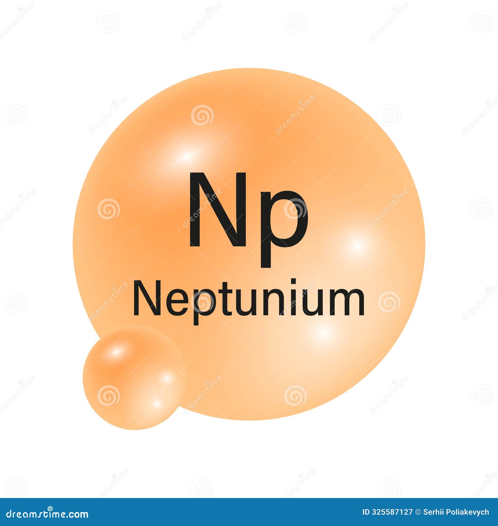 Neptunium Element Icon. Orange Spherical Symbol. Vector Chemical ...
