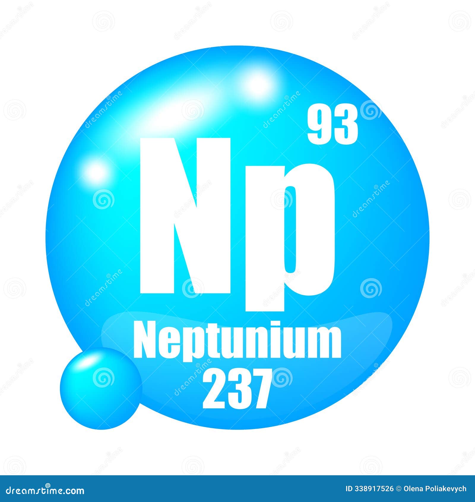 Neptunium Icon. Np Chemical Element. Atomic Number 93. Mass 237. Blue ...