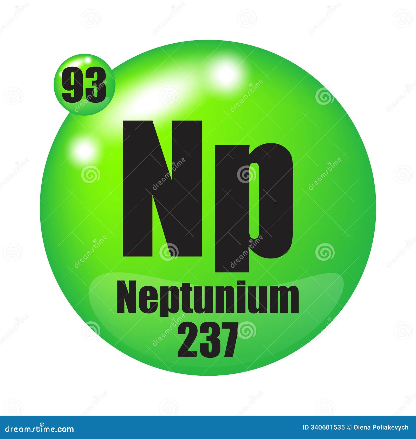 Neptunium Icon. Np Chemical Element. Atomic Number 93. Mass 237. Green ...