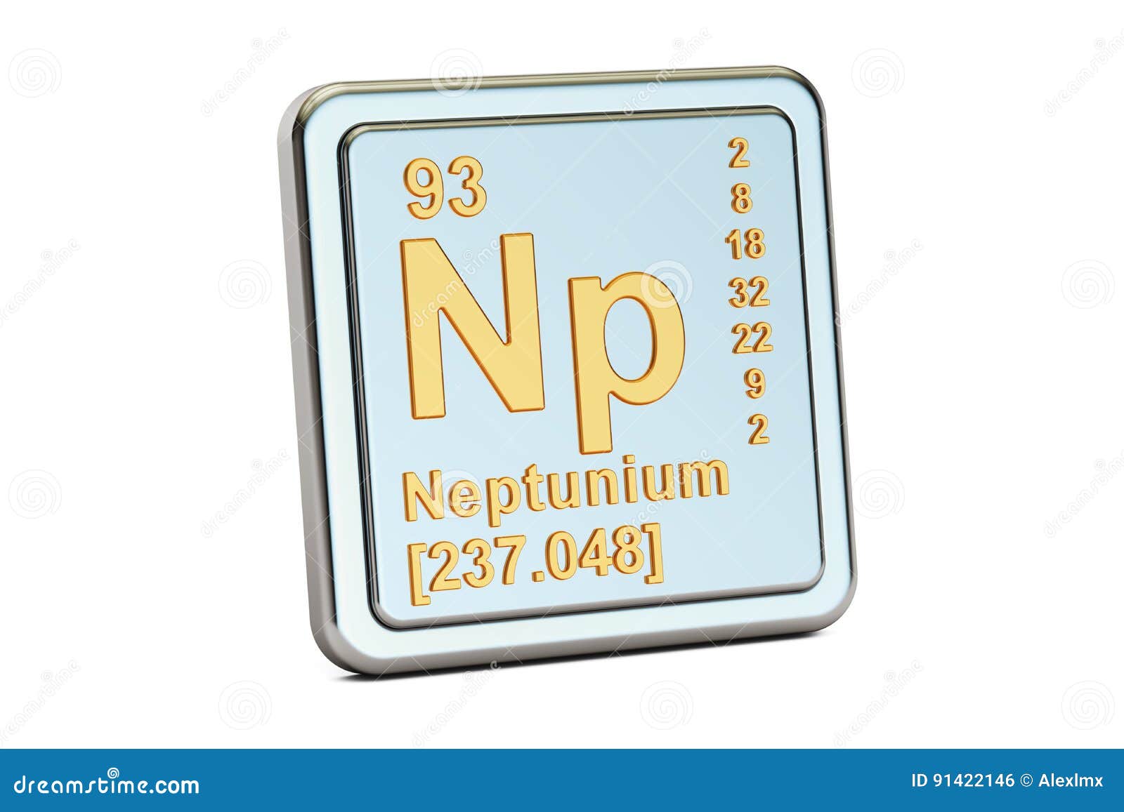 Neptunium, 3D Rendering Of Symbols Of The Elements Of The Periodic ...