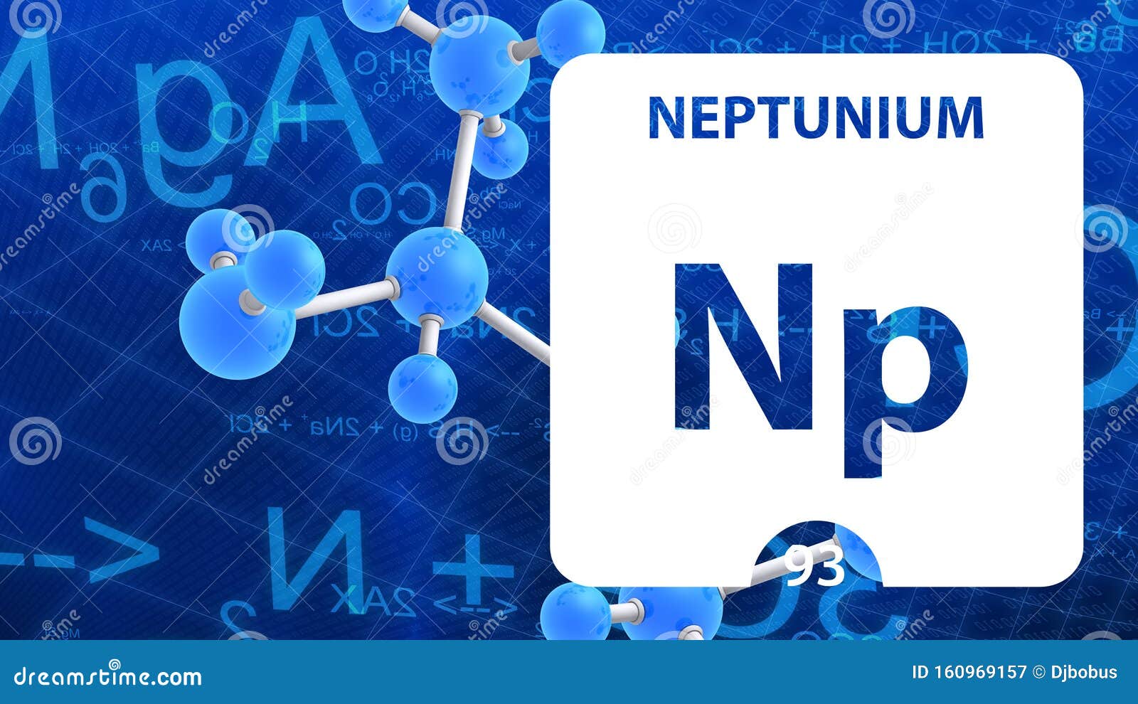 Neptunium As Element 93 Of The Periodic Table 3D Illustration On Red ...