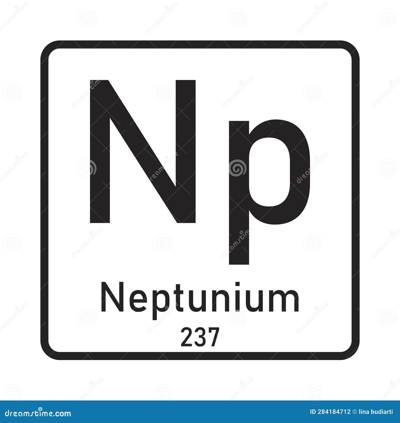 Neptunium Symbol. Chemical Element Of The Periodic Table. Vector Stock ...