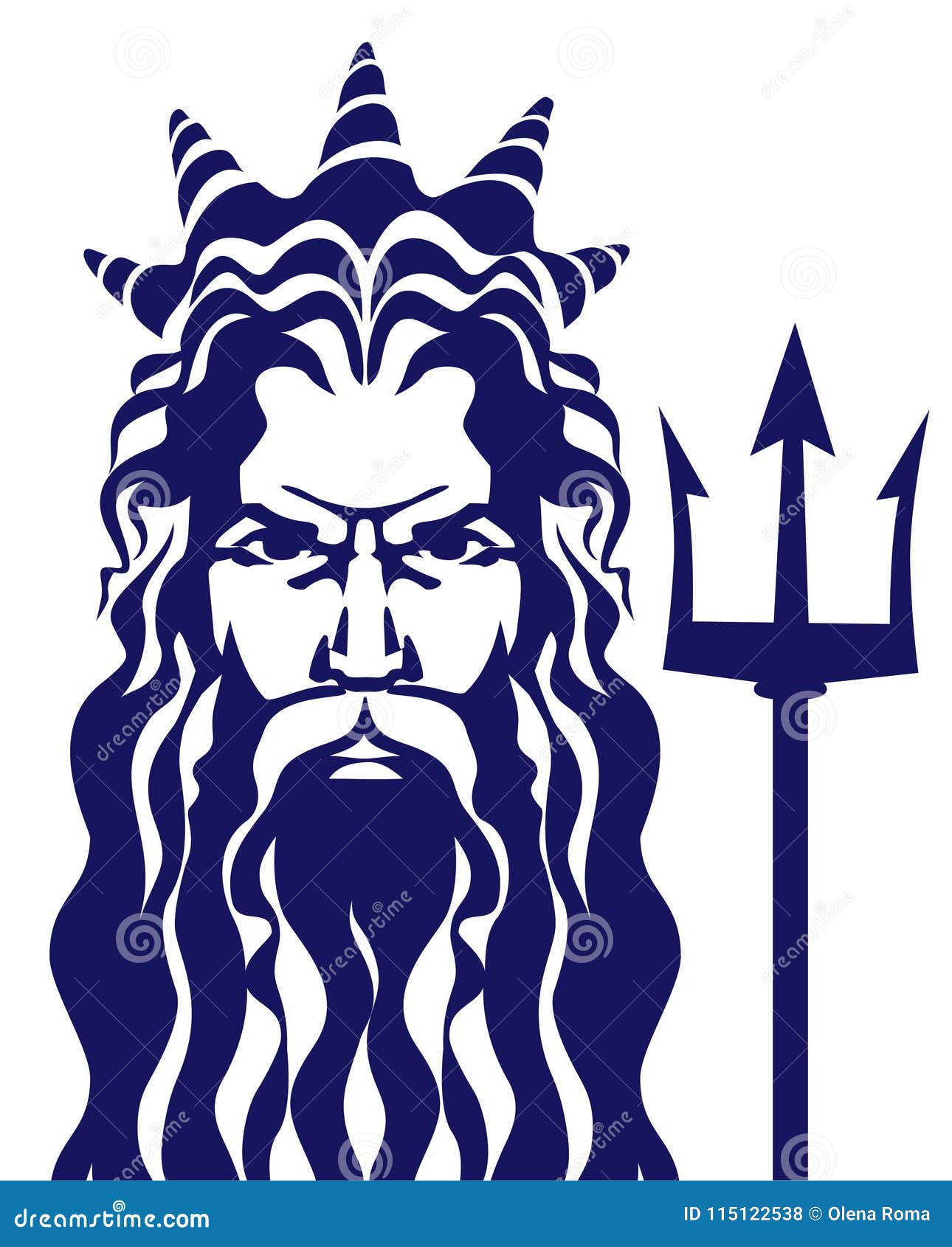 Neptunus Poseidon Met Drietand Vectorillustratie Vector Illustratie ...